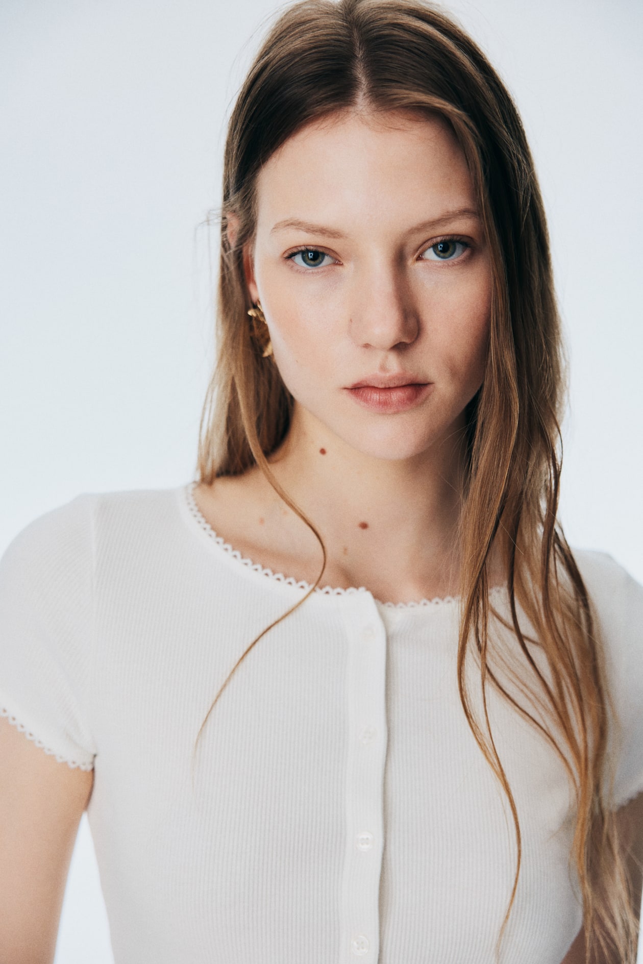 Top côtelé à boutons - Blanc - FEMME | H&M BE