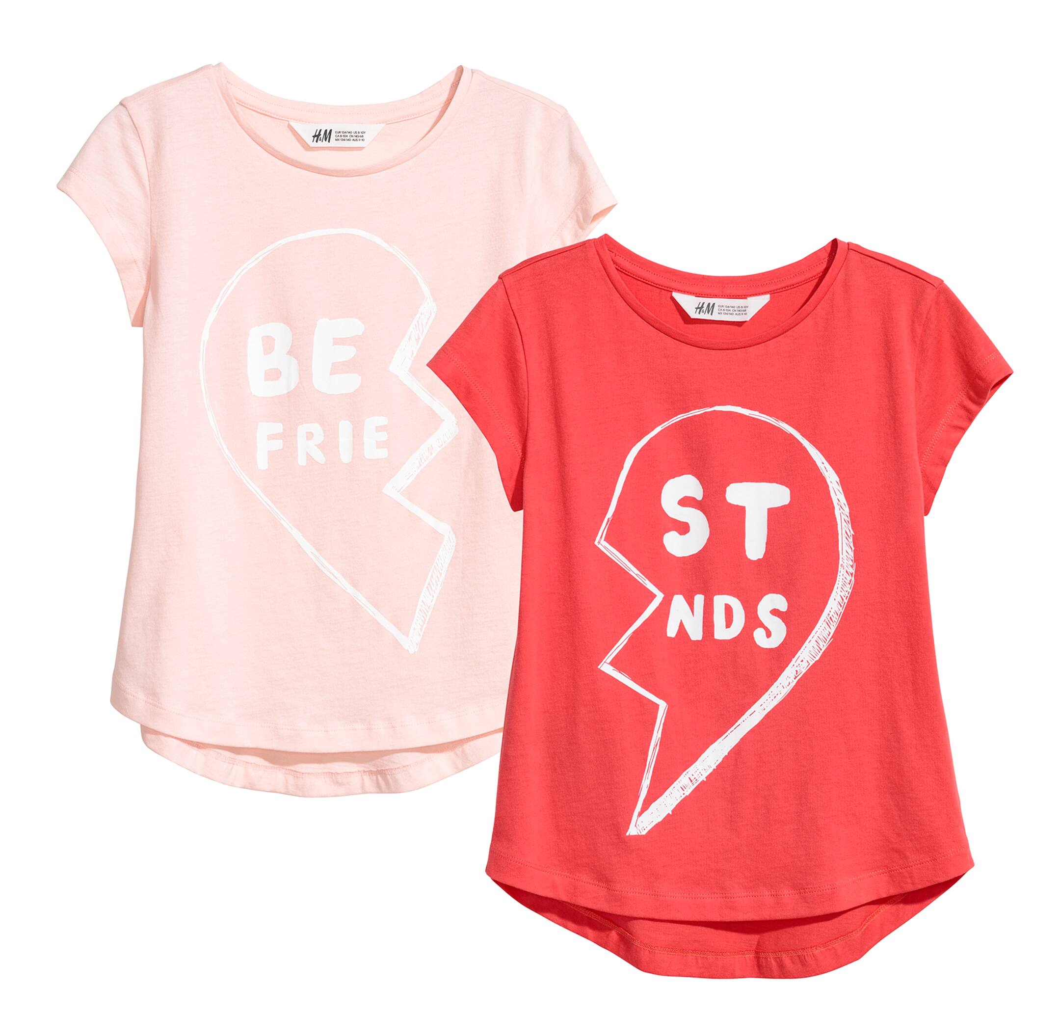 2-pack “Best friends” tops - Coral/Best Friends - Kids | H&M GB