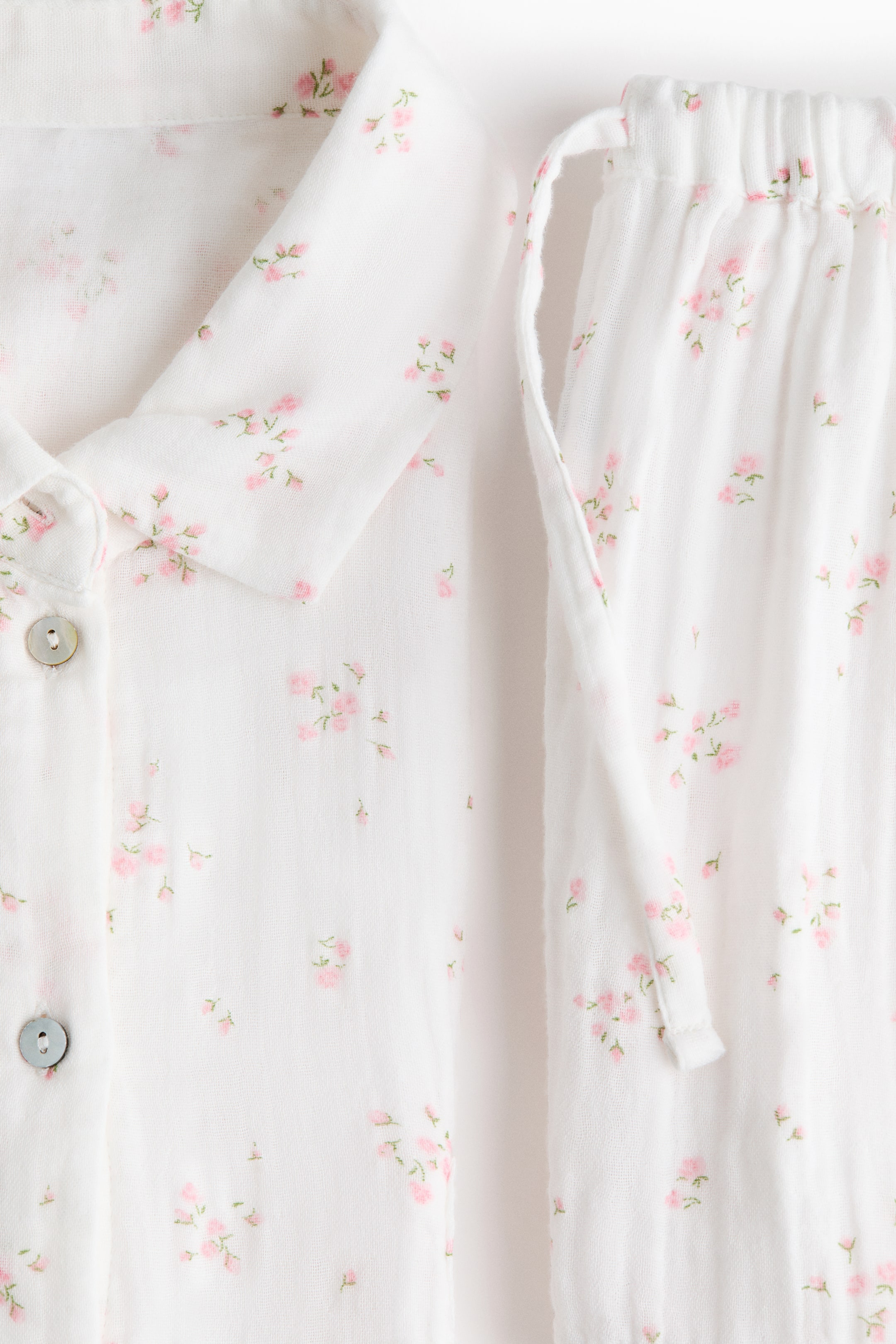 MAMA Before & After Pyjamas i musselin - Hvit/Rosa blomstret - DAME | H ...