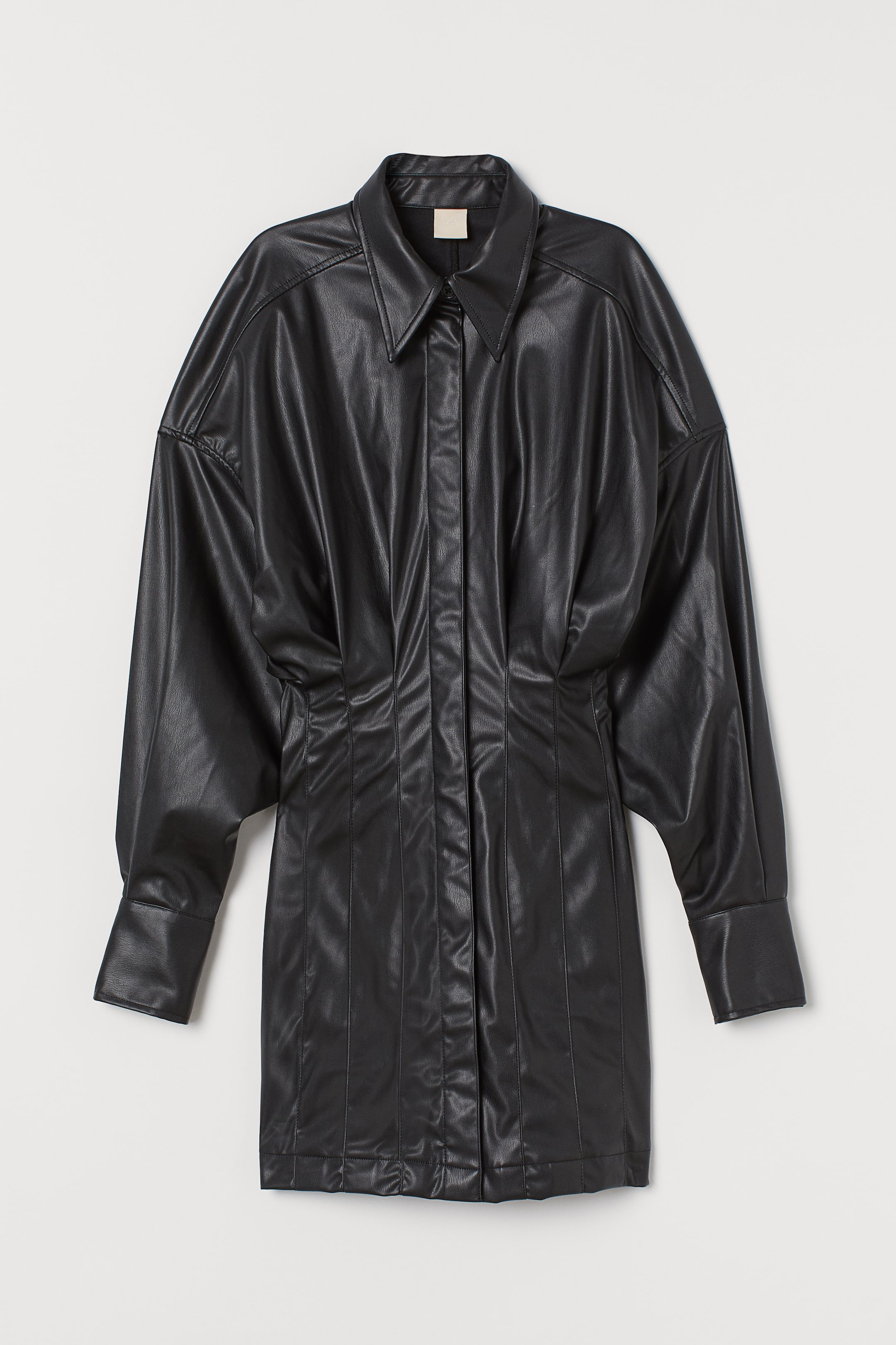 Kleid aus Lederimitat - Langarm - Kurz - Schwarz - Ladies | H&M AT