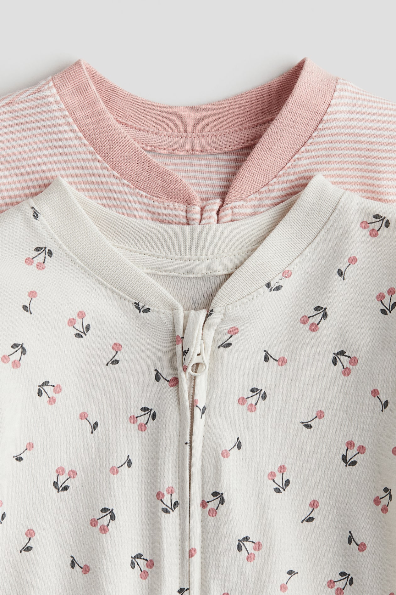 2-pack Zip-up Pajama Jumpsuits - Light pink/cherries - Kids | H&M US