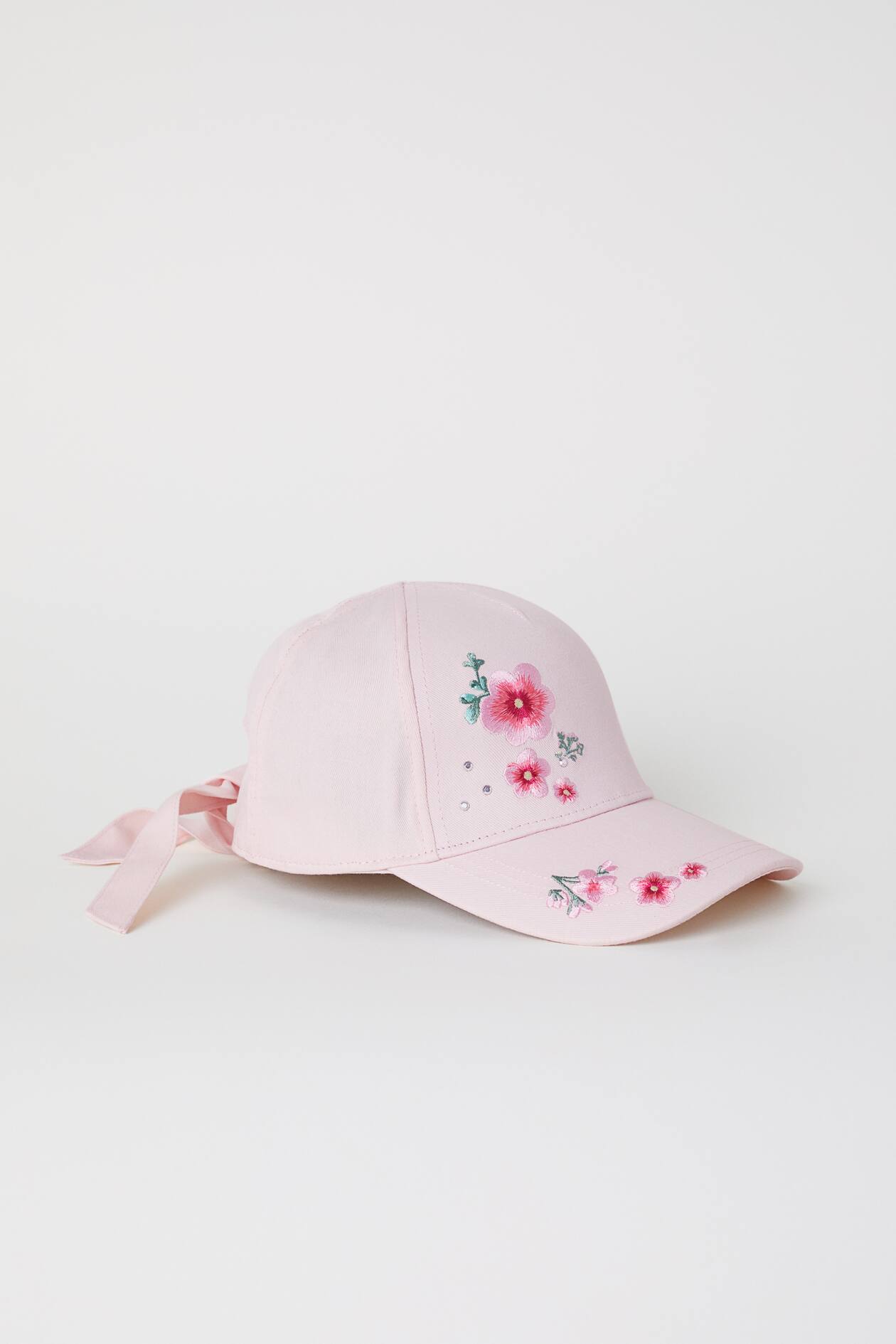 Cap with Ties - Light pink/flowers - Kids | H&M US
