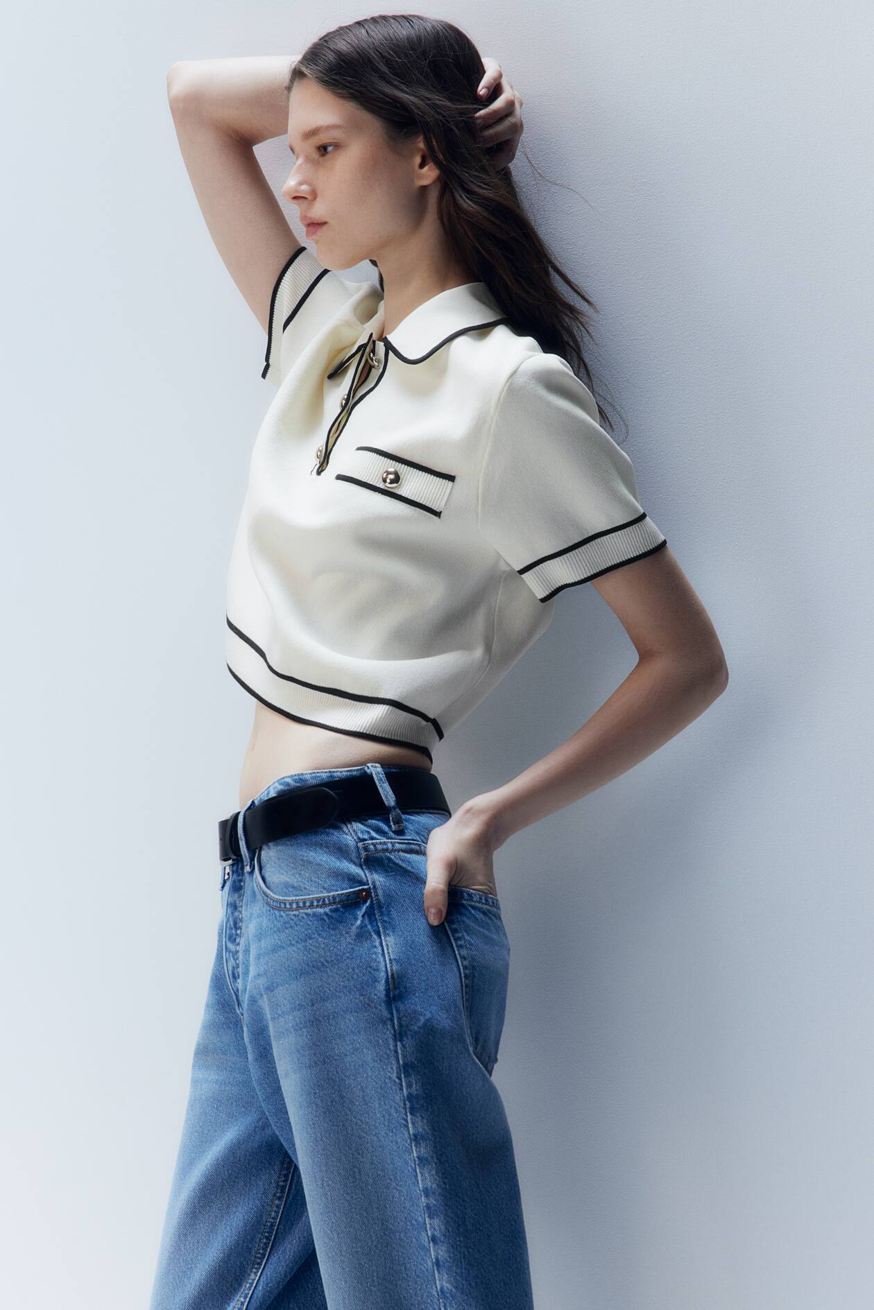 Collared Knit Top - White - Ladies | H&M AU