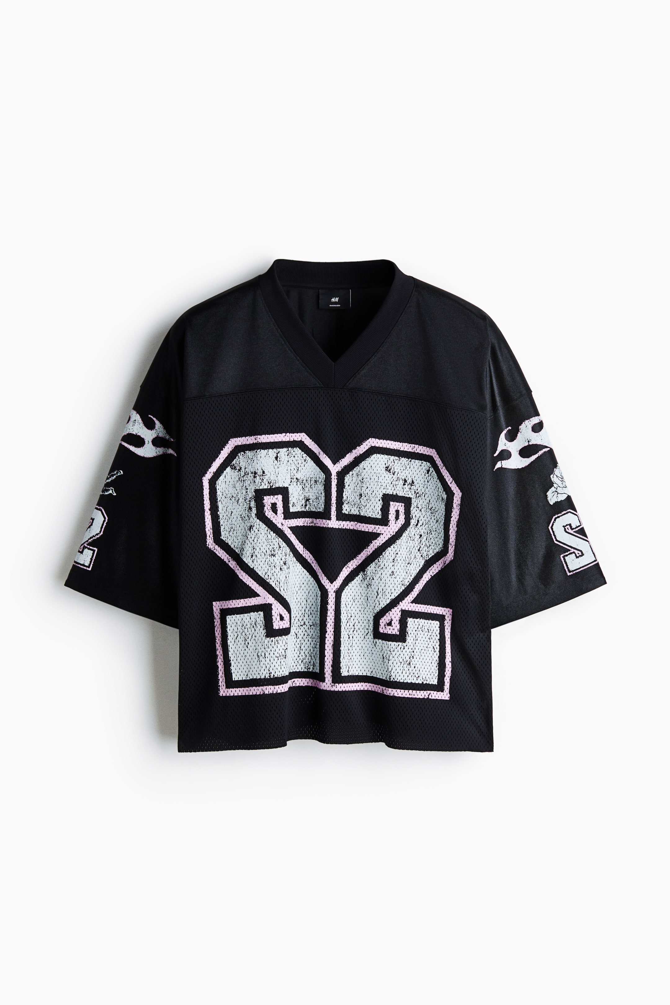 Oversized Fit Print Mesh Tee - Black/22 - Men | H&M AU