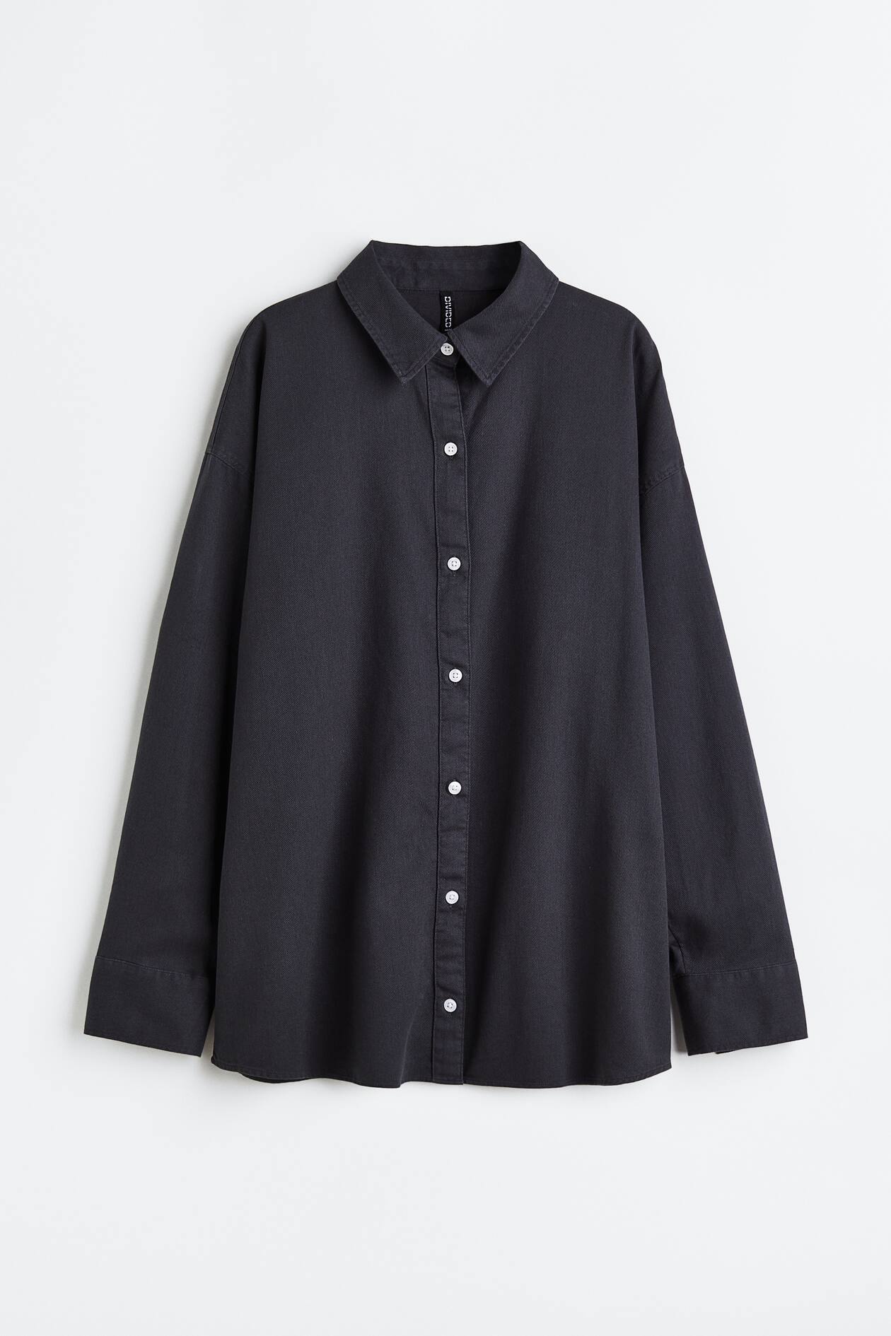 Oversized cotton overshirt - Black - Ladies | H&M IE