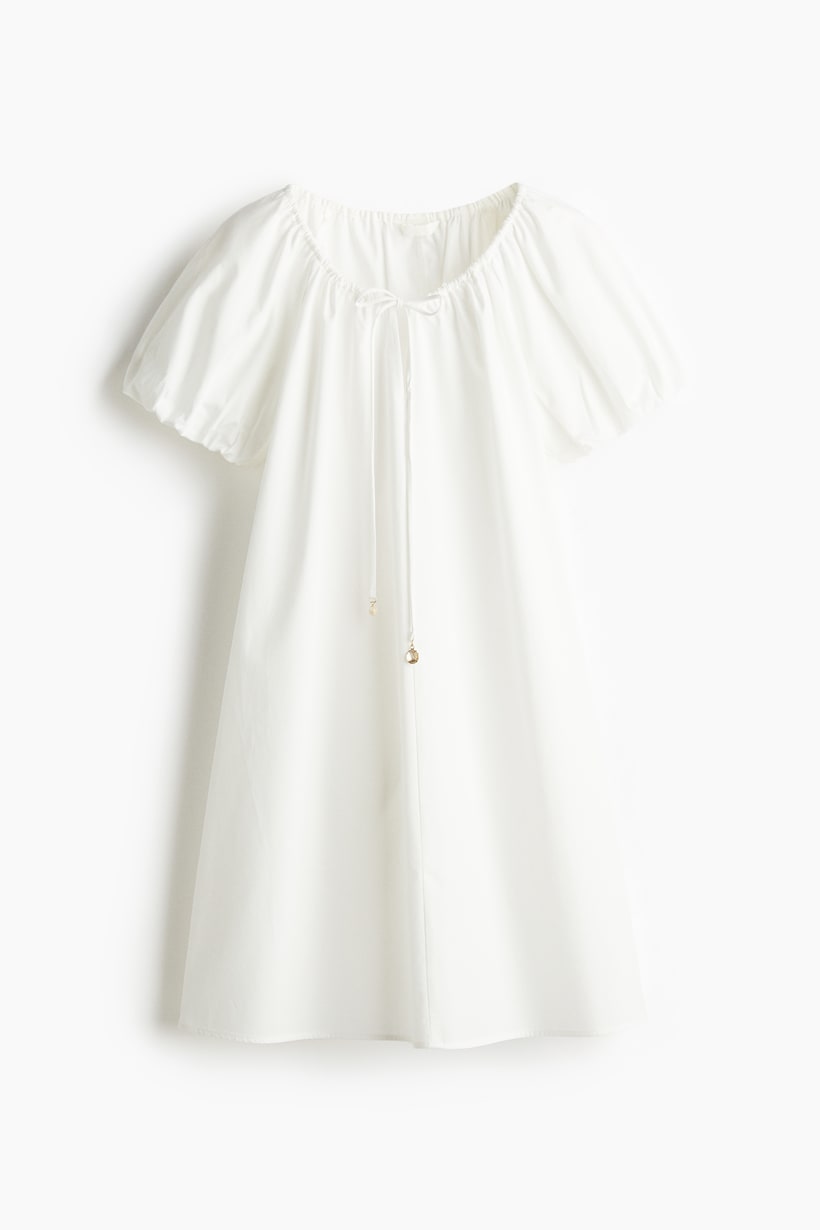 Drawstring-Neck Dress - White - Ladies | H&M US