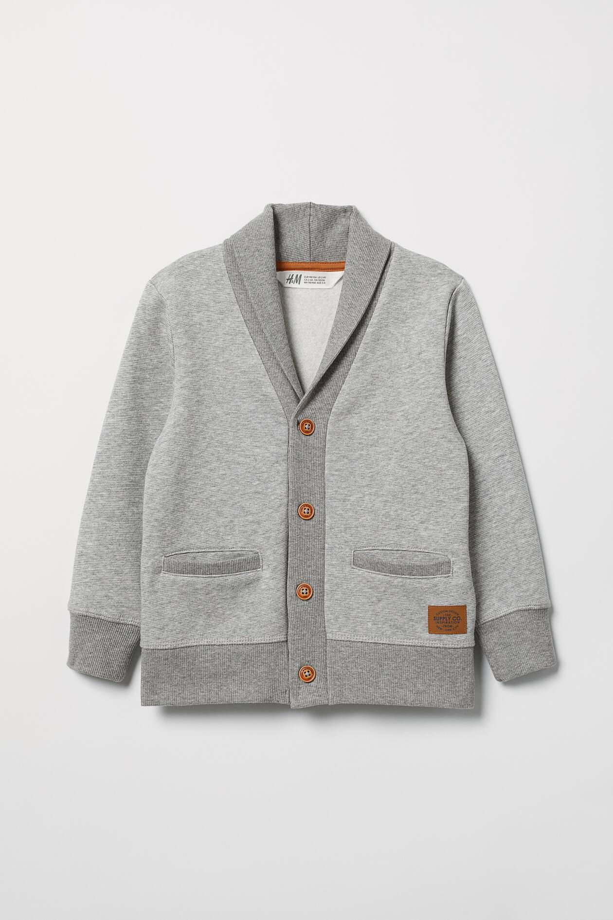 Cárdigan en tejido sudadera - Gris jaspeado - NIÑOS | H&M ES