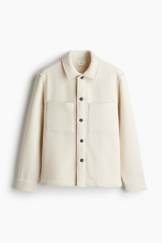 Regular Fit Waffled Overshirt - Cream - Men | H&M US