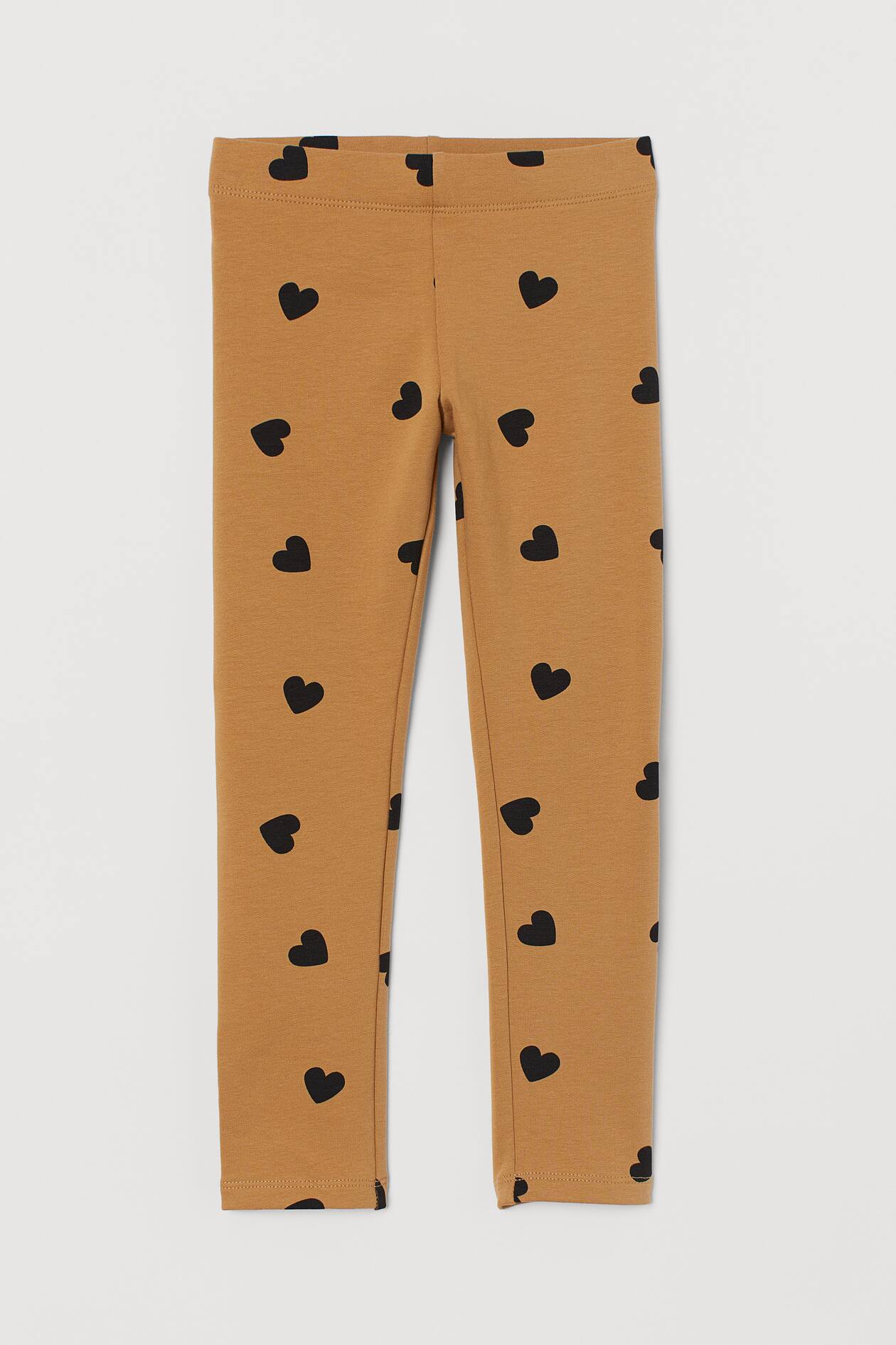 Helanke sa četkanom unutrašnjom stranom - Dark beige/Hearts - Kids | H&M RS