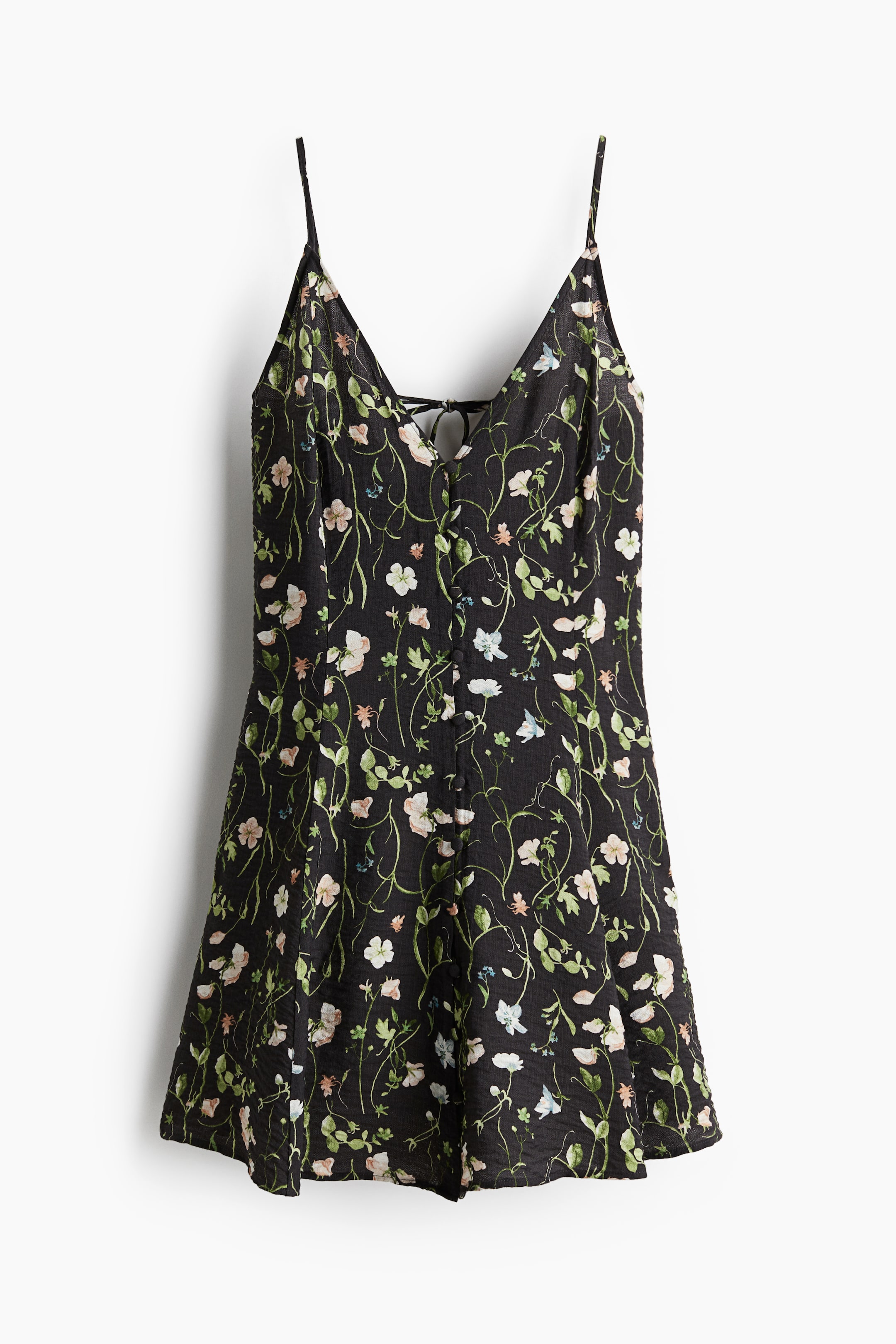 Button-front strappy dress - Black/Floral - Ladies | H&M IN