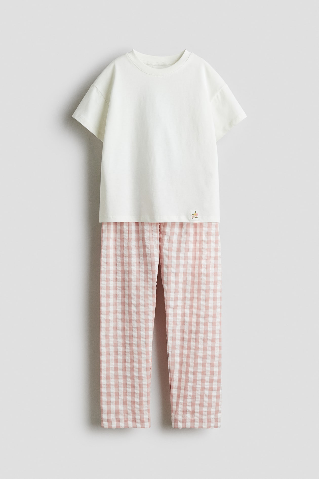 Pyjamas i bomull - Hvit/Smårutet - Kids | H&M NO