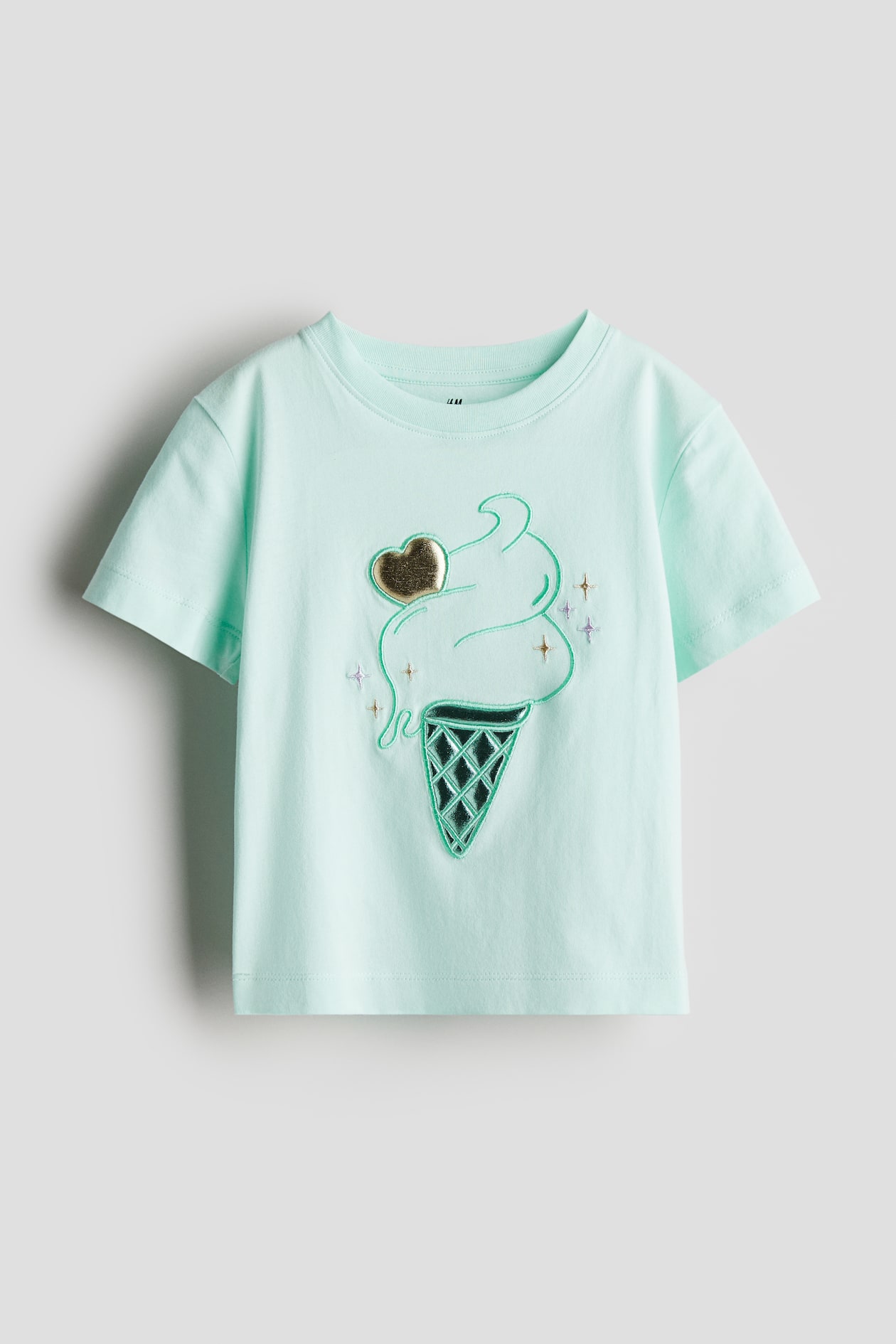 Mint green/ice cream Motif-detail t-shirt for kids | H&M US