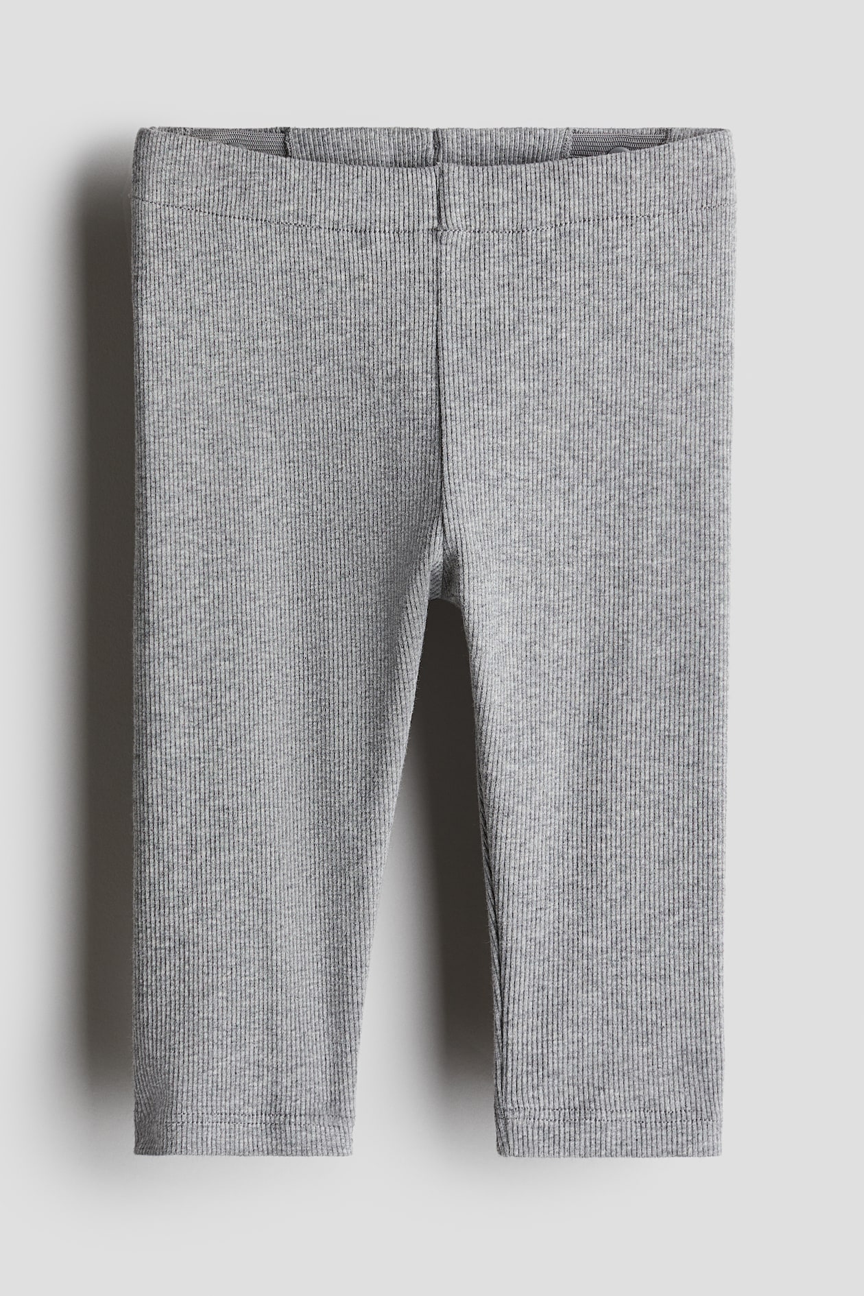 Gray melange Ribbed Cotton Leggings for kids | H&M US
