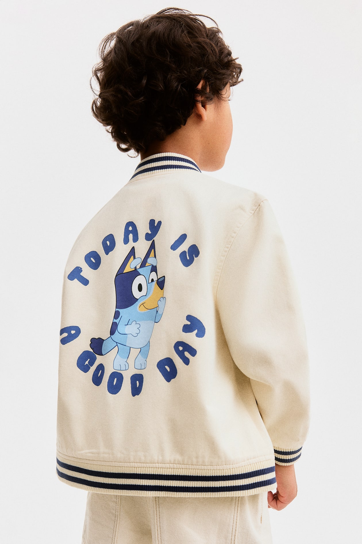 Twill Baseball Jacket with Printed Motif - Light yellow/Bluey - Kids ...