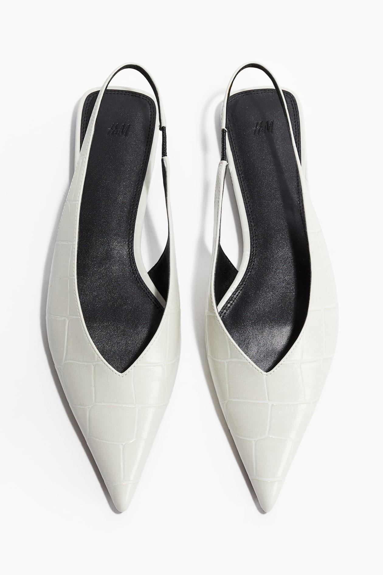 Women's Cream/crocodile pattern Pointed Slingbacks | H&M PH