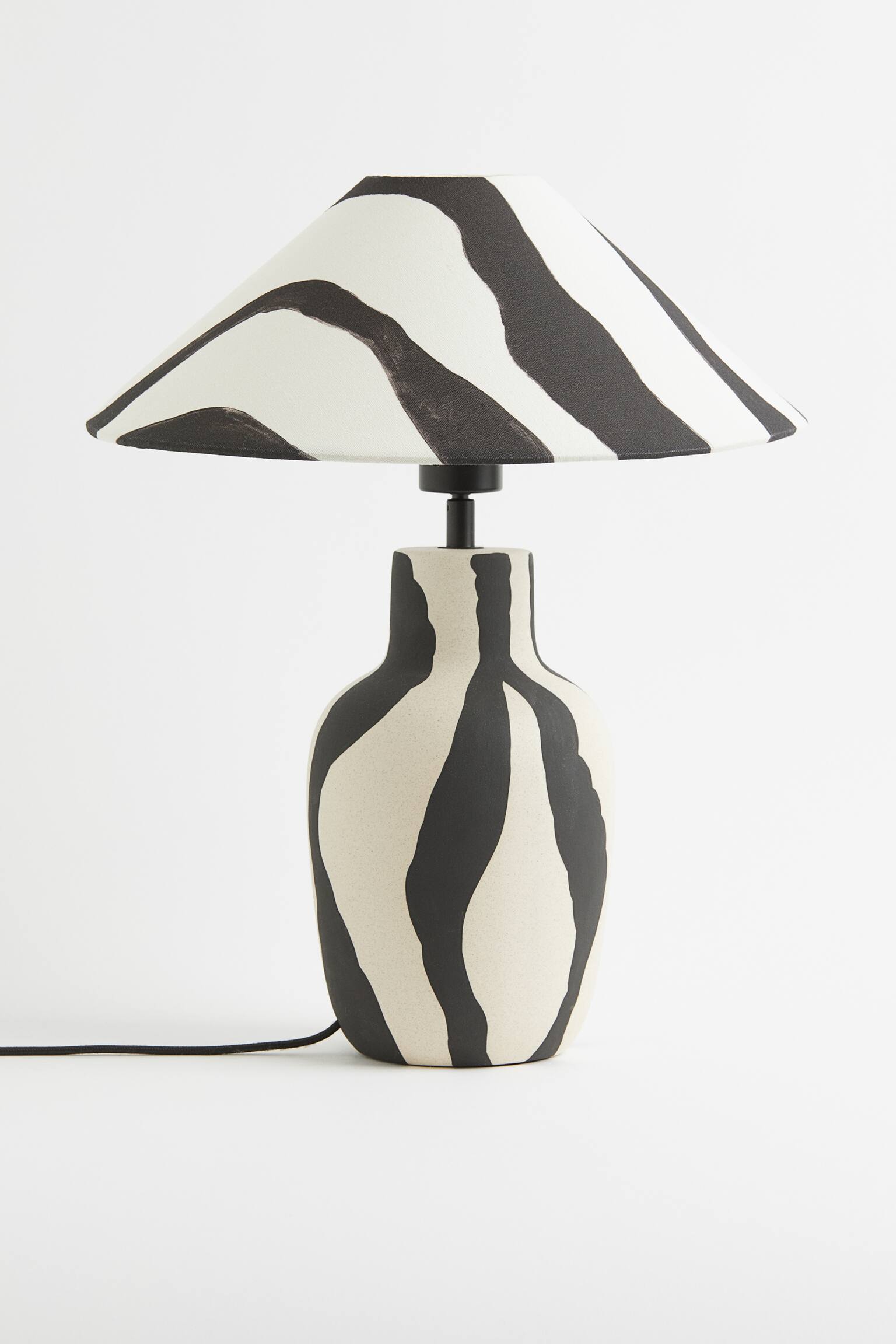 Ceramic lamp base - Light beige/Black patterned - Home All | H&M GB