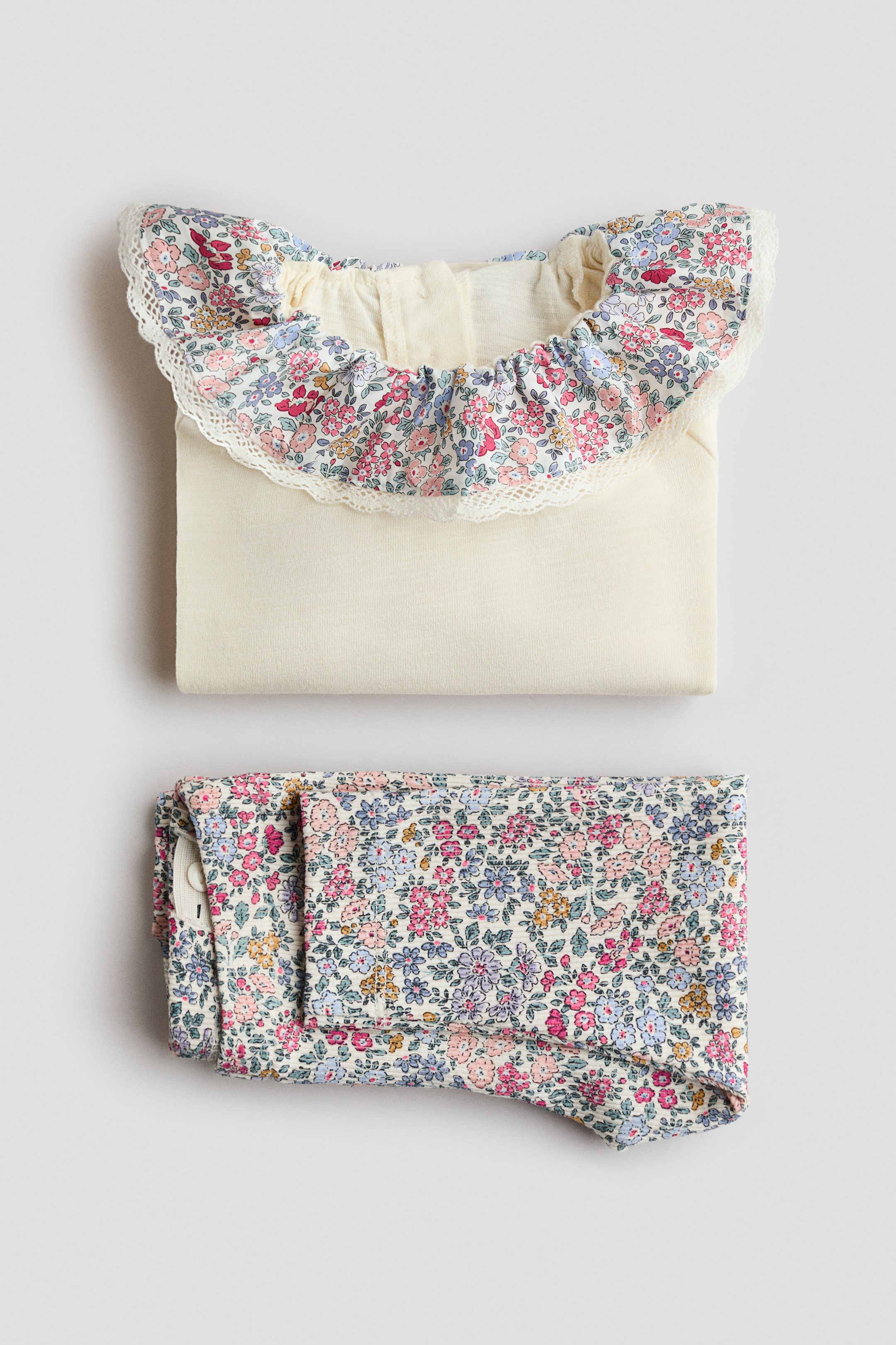 Cream/floral 2-Piece Cotton Jersey Set for kids | H&M CA