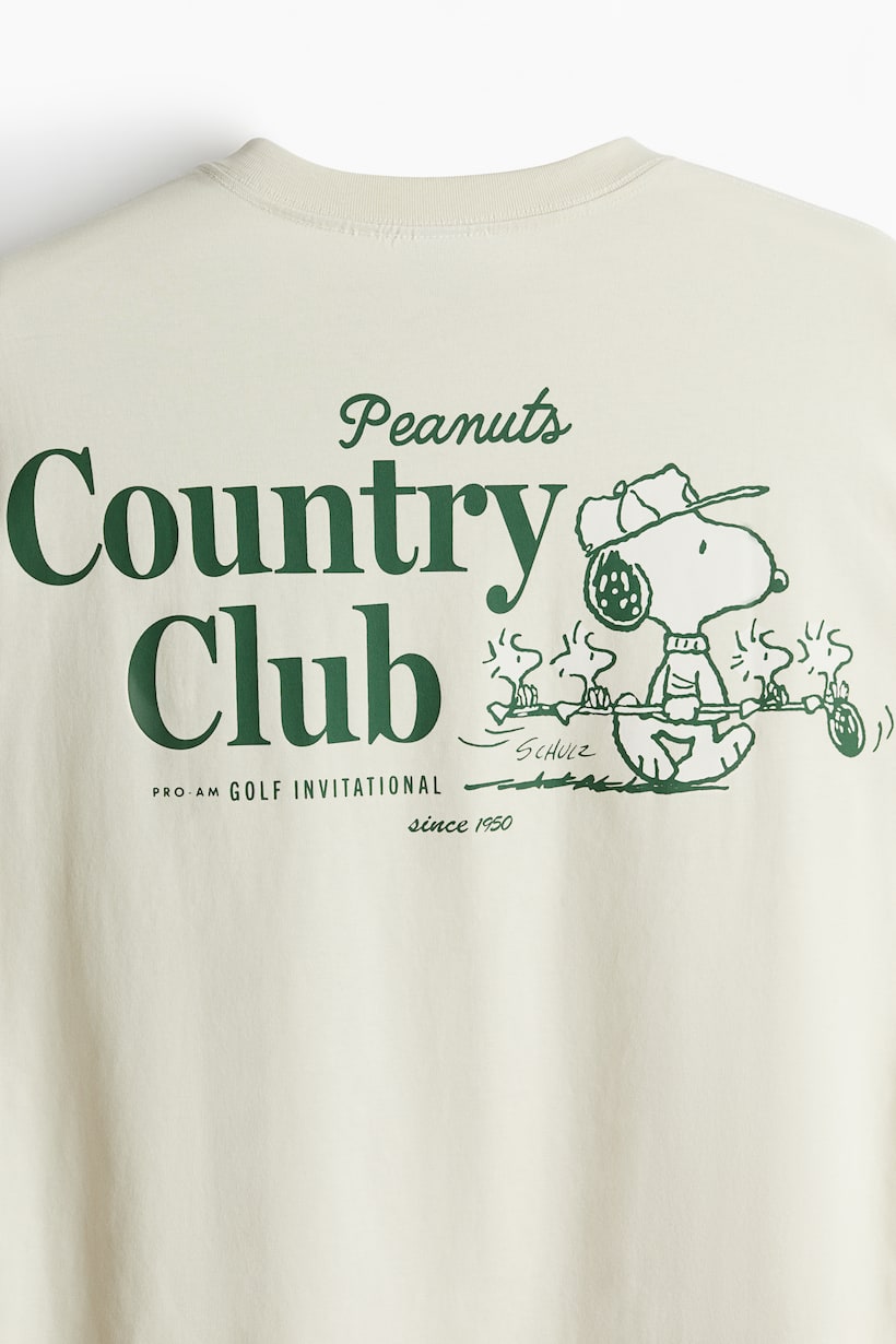 Men’s Light beige/Snoopy Loose-Fit Printed T-Shirt | H&M US