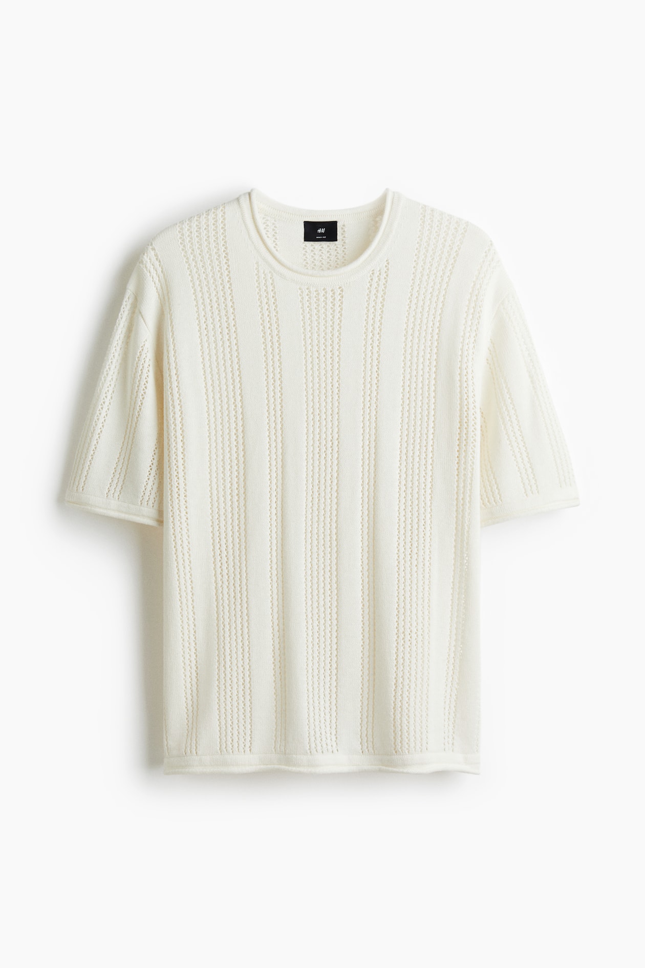 Loose-Fit Textured-Knit T-Shirt - White - Men | H&M PH