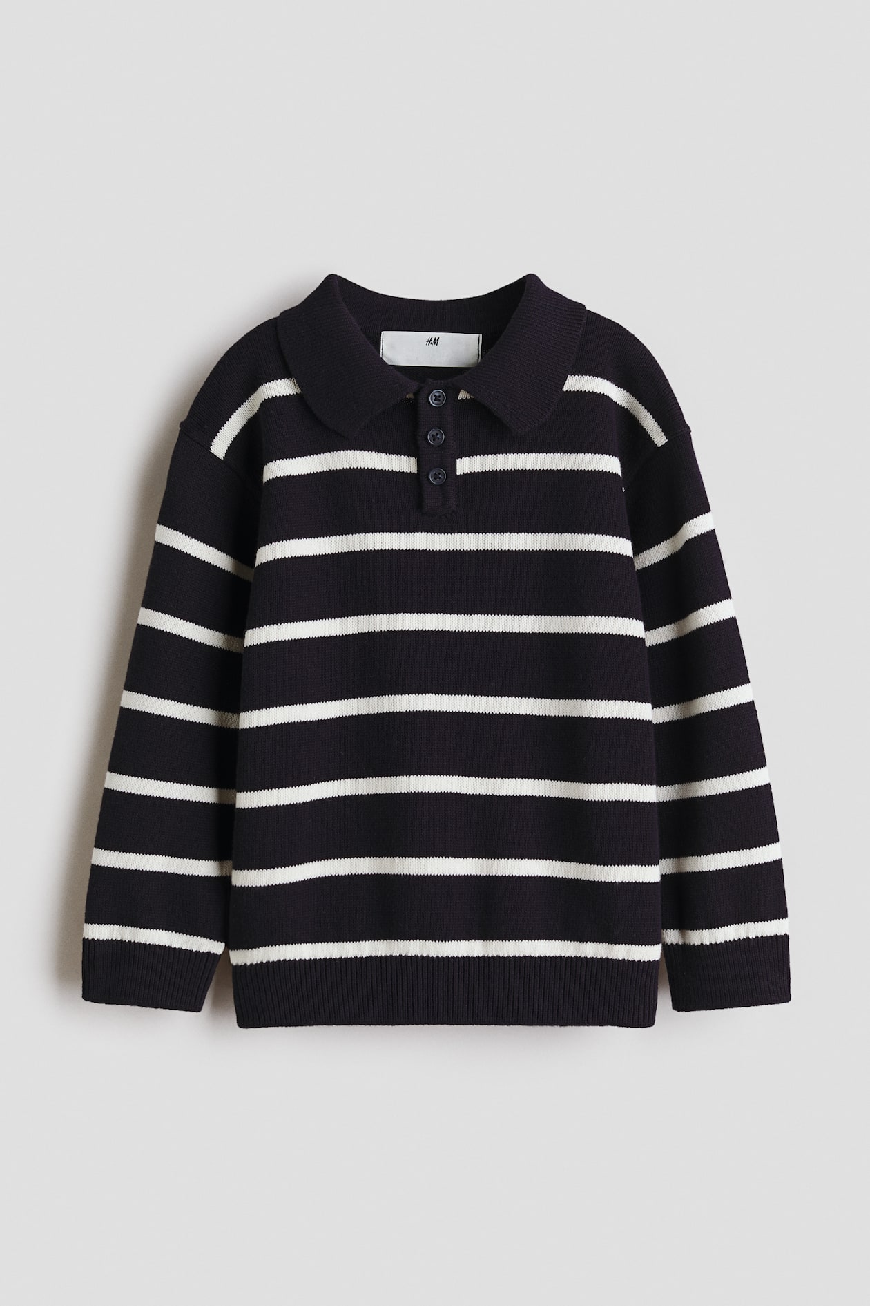 Polo en fin tricot - Marine/rayé - Kids | H&M CA