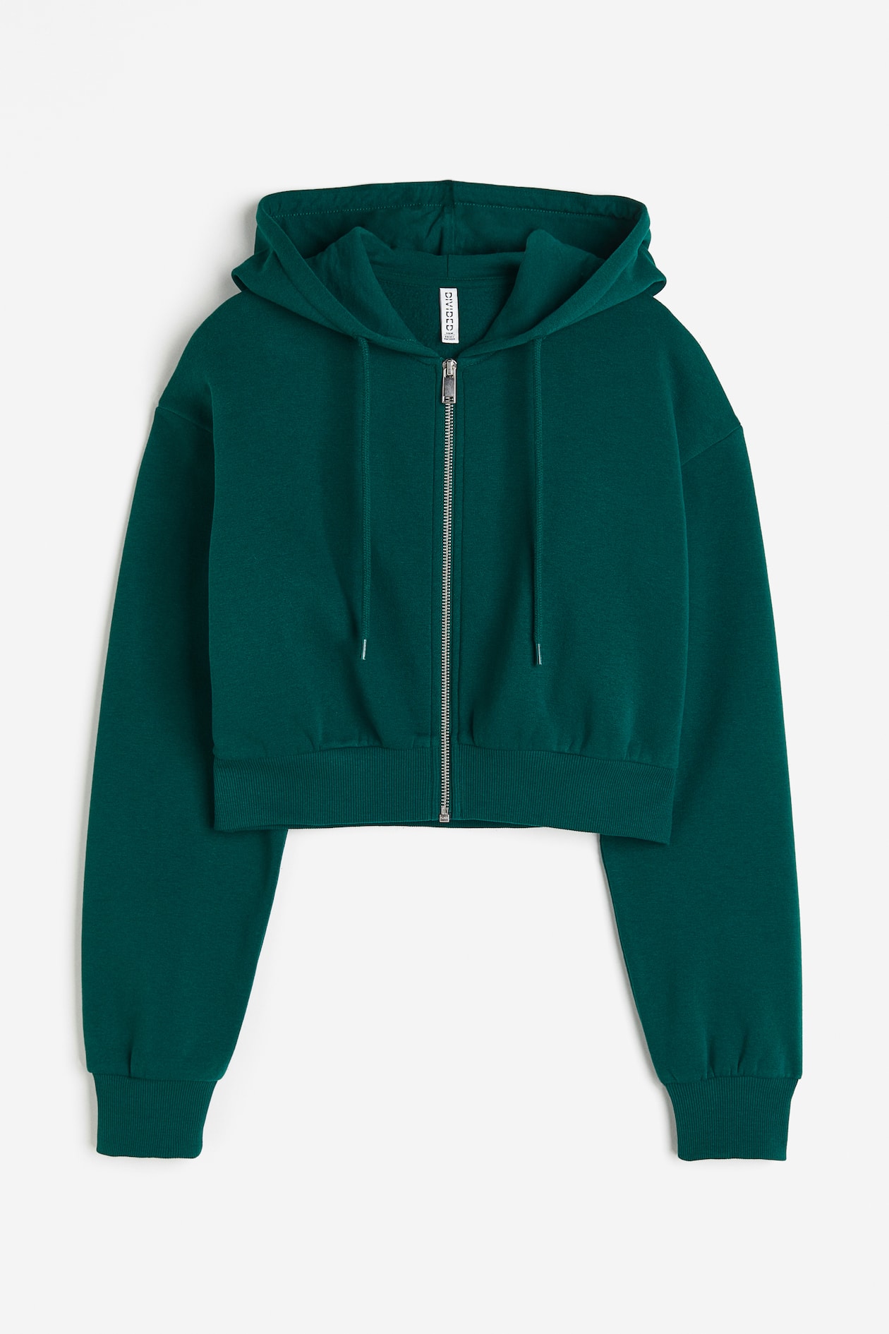 Cropped zip-through hoodie - Dark green - Ladies | H&M SG