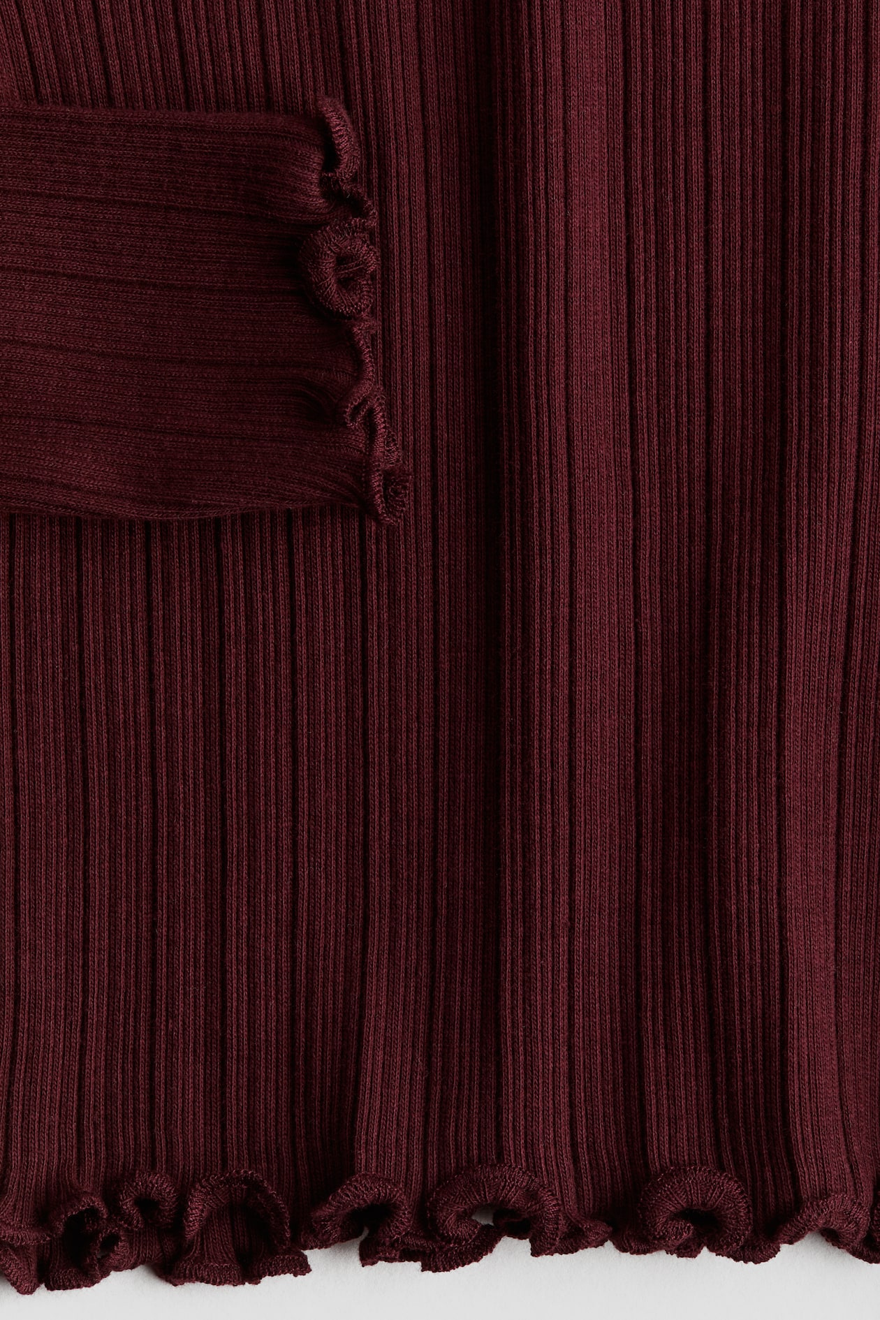 Dark red Ribbed Top with Overlocked Trim for kids | H&M US