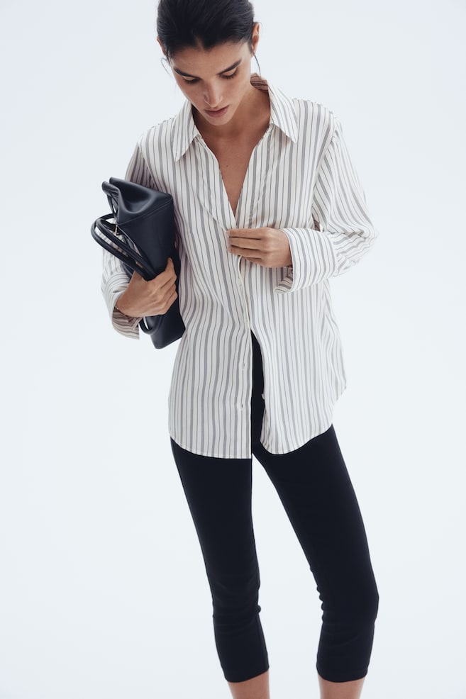 Women's White/striped V-neck Blouse | H&M CA