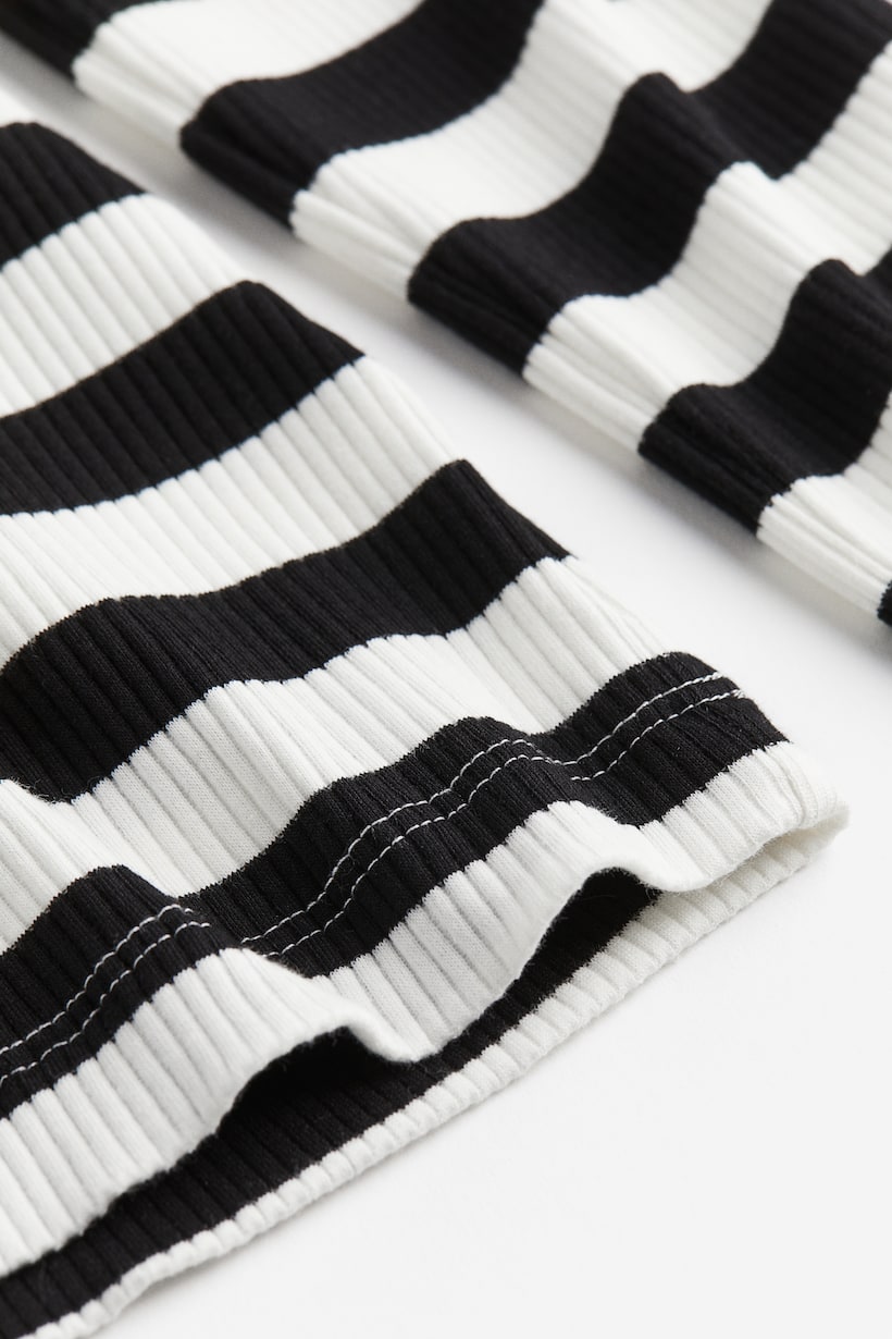 Ribbed jersey top - White/Black striped - Ladies | H&M GB