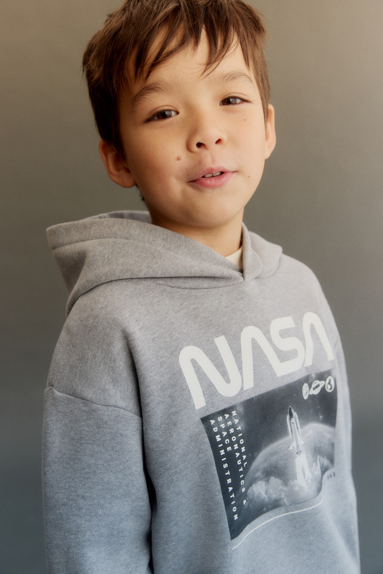 Printed hoodie - Gray melange/NASA - Kids | H&M US