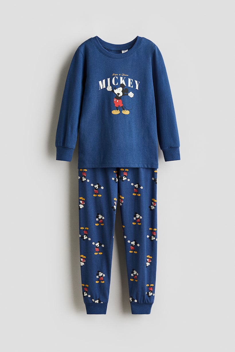 Pijama en punto de algodón - Azul/Mickey Mouse - Kids | H&M MX