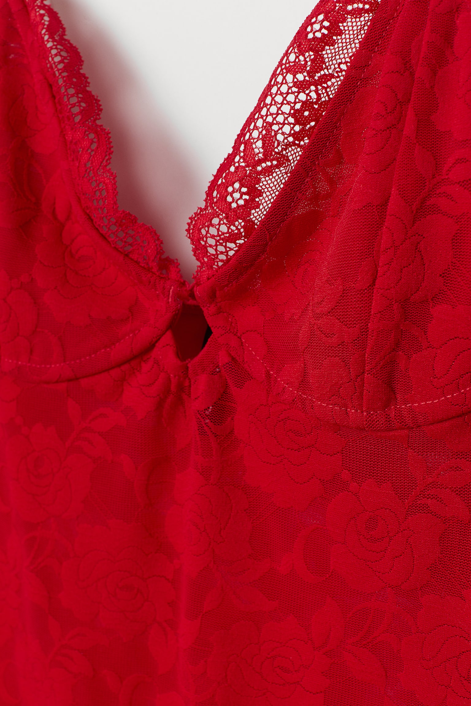 Lace body - V-neck - Sleeveless - Red - Ladies | H&M GB