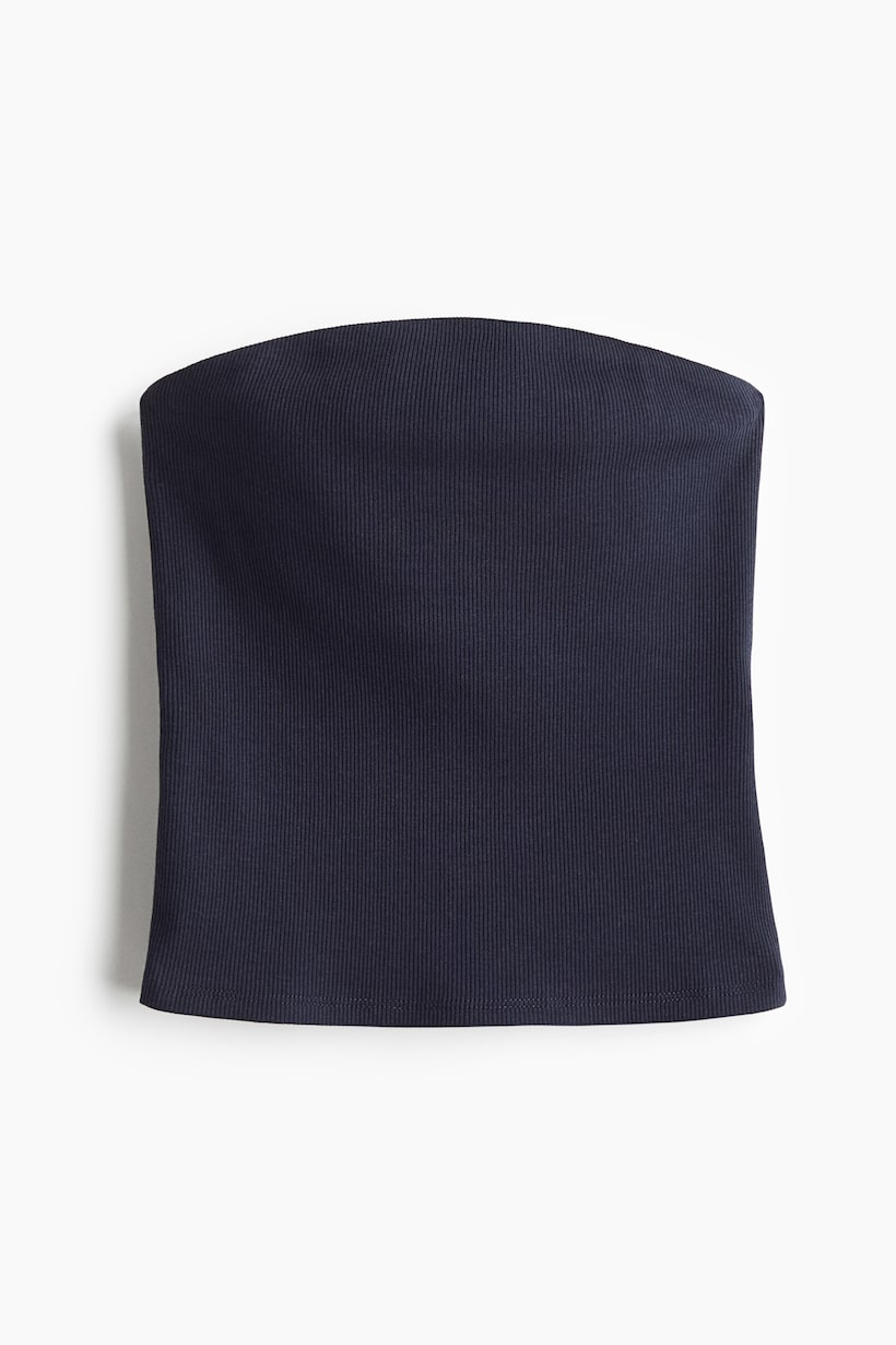 Ribbed Tube Top - Navy blue - Ladies | H&M US