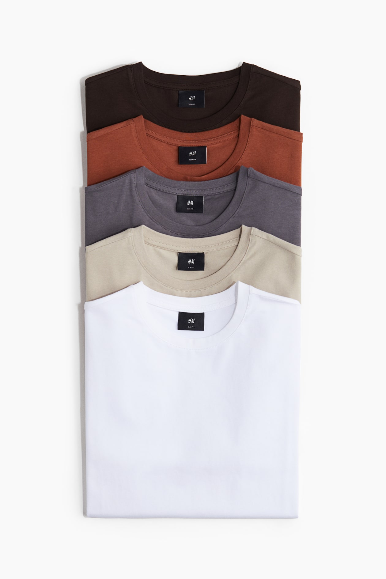 5-pack de playeras Slim Fit - Café/Anaranjado oscuro - Men | H&M MX