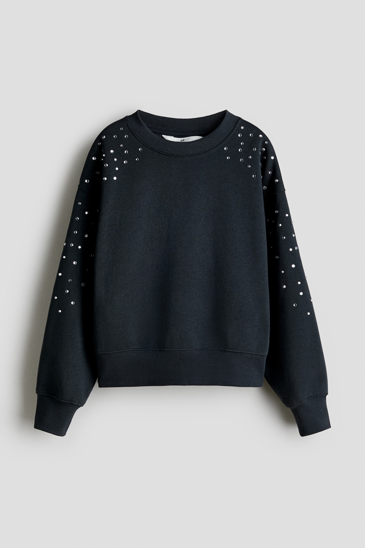 Bluză din molton cu decorațiuni - Gri-închis/ștrasuri - COPII | H&M RO