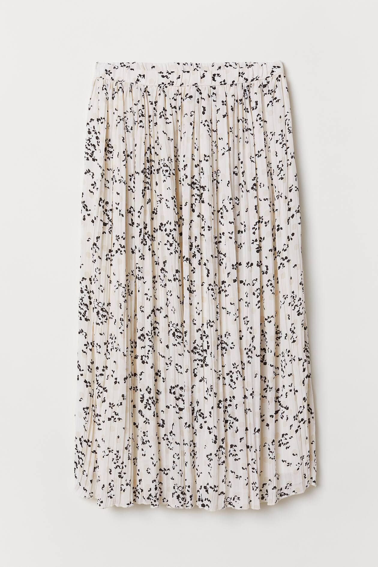 Jupe plissée - Midi - Crème/fleurs - FEMME | H&M FR