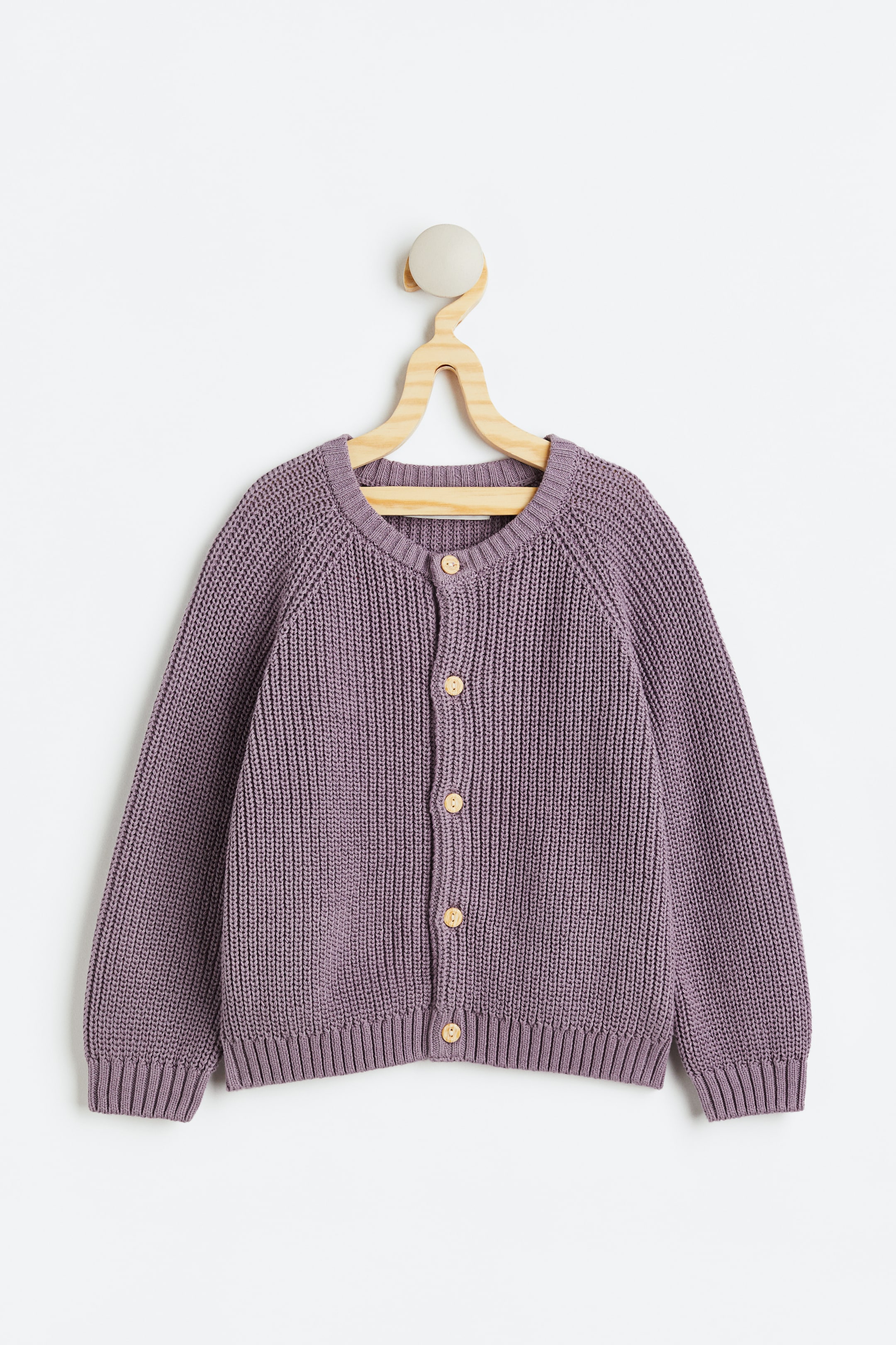 Knitted cotton cardigan - Dark purple - Kids | H&M IE