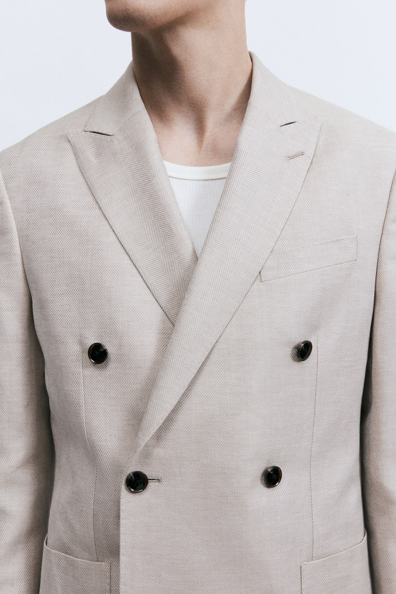 Regular-Fit Wool-Blend Double-Breasted Jacket - Beige - Men | H&M US