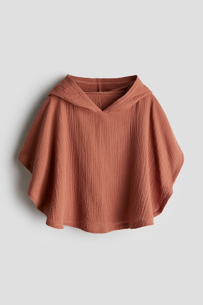 Rust red Cotton Muslin Poncho Towel for kids | H&M US