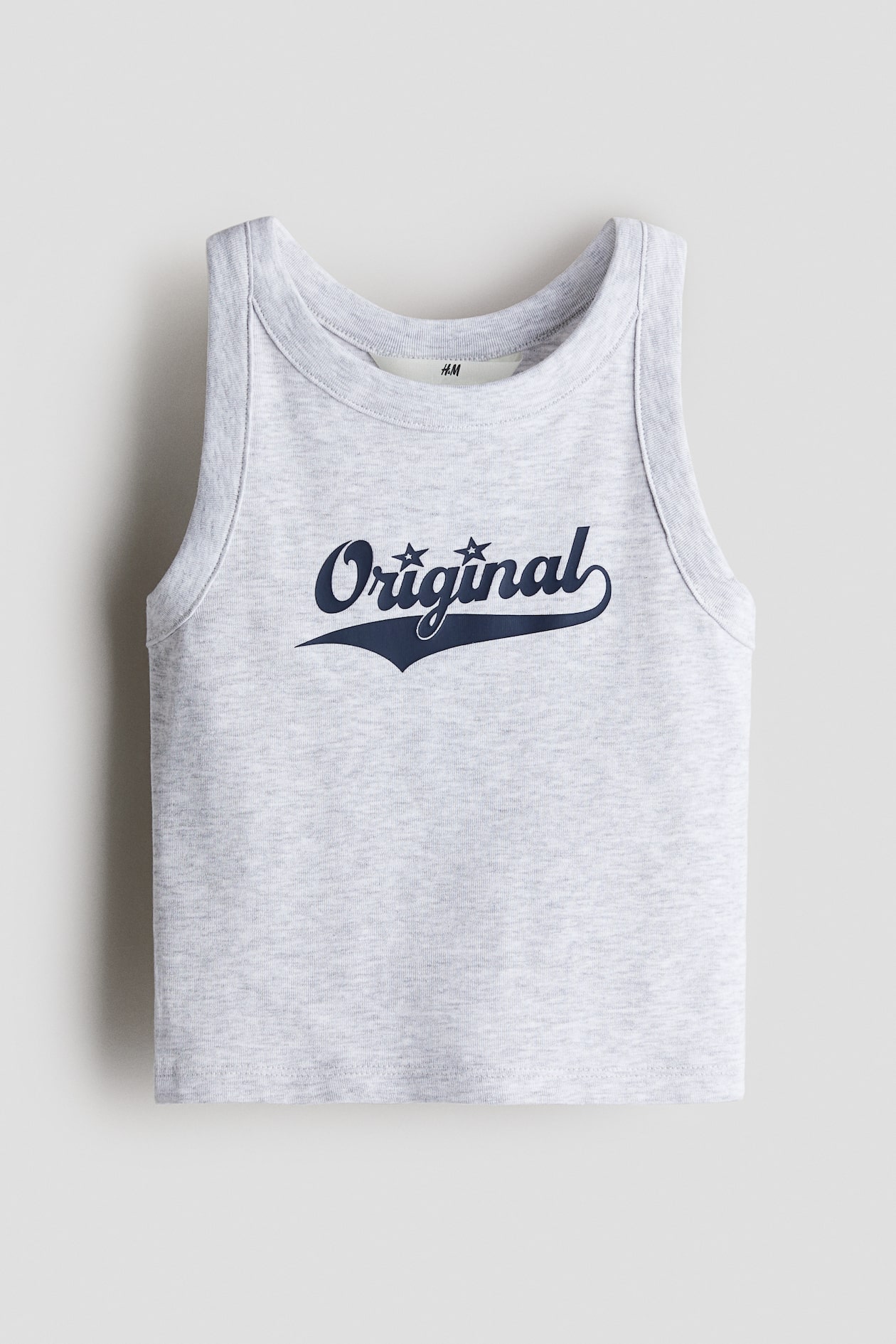 Printed cotton vest top - Light grey/Original - Kids | H&M IN