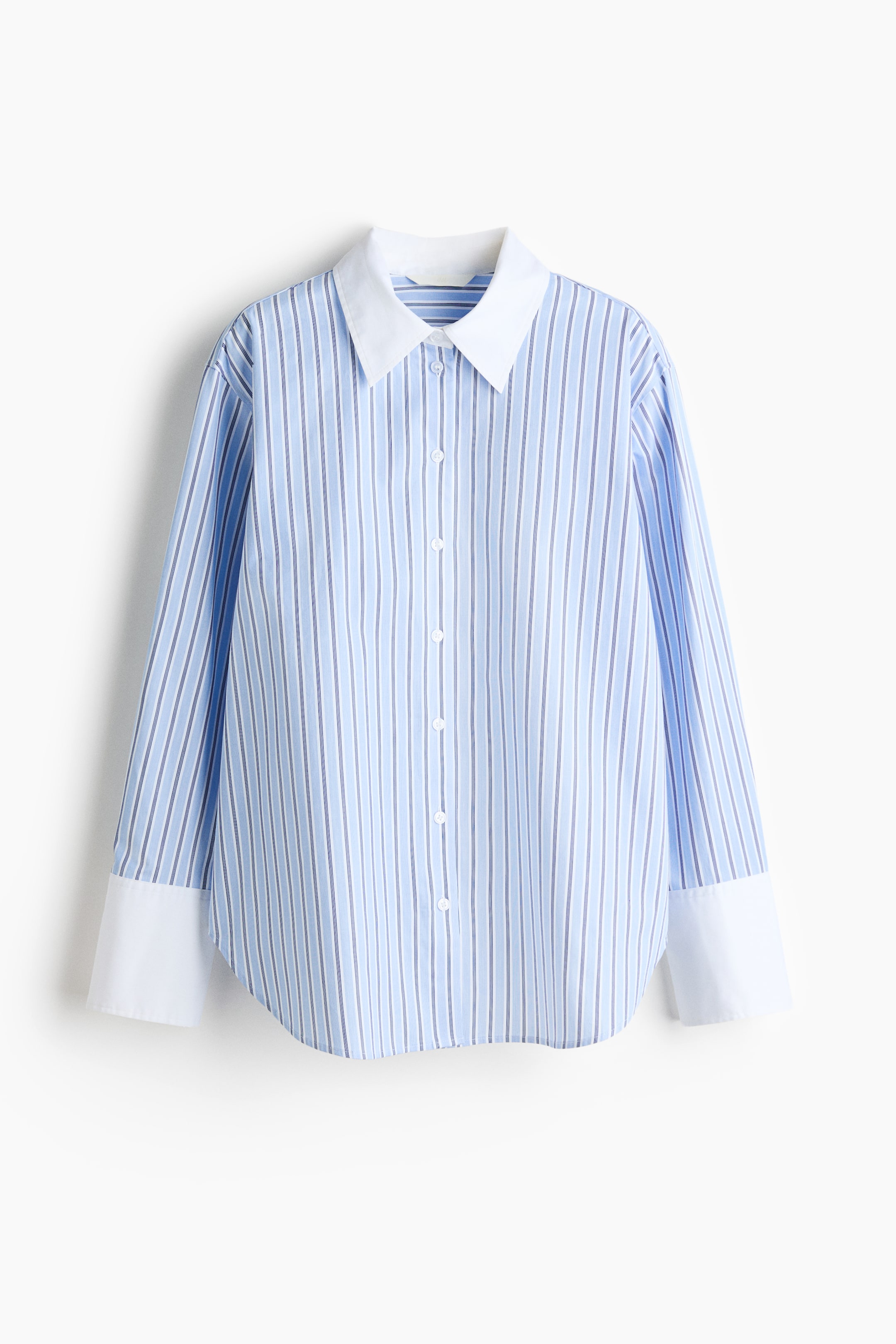 Women's Light blue/striped Cotton Poplin Shirt | H&M CA