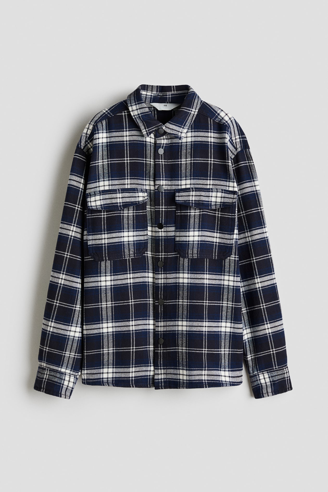 Overshirt i bomullsflanell - Marineblå/Rutet - Kids | H&M NO