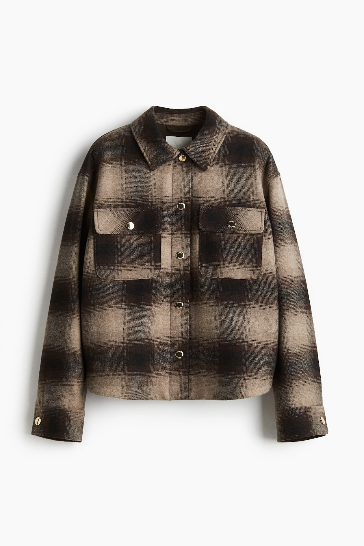 Women's Dark brown/plaid Oversized Shacket | H&M CA
