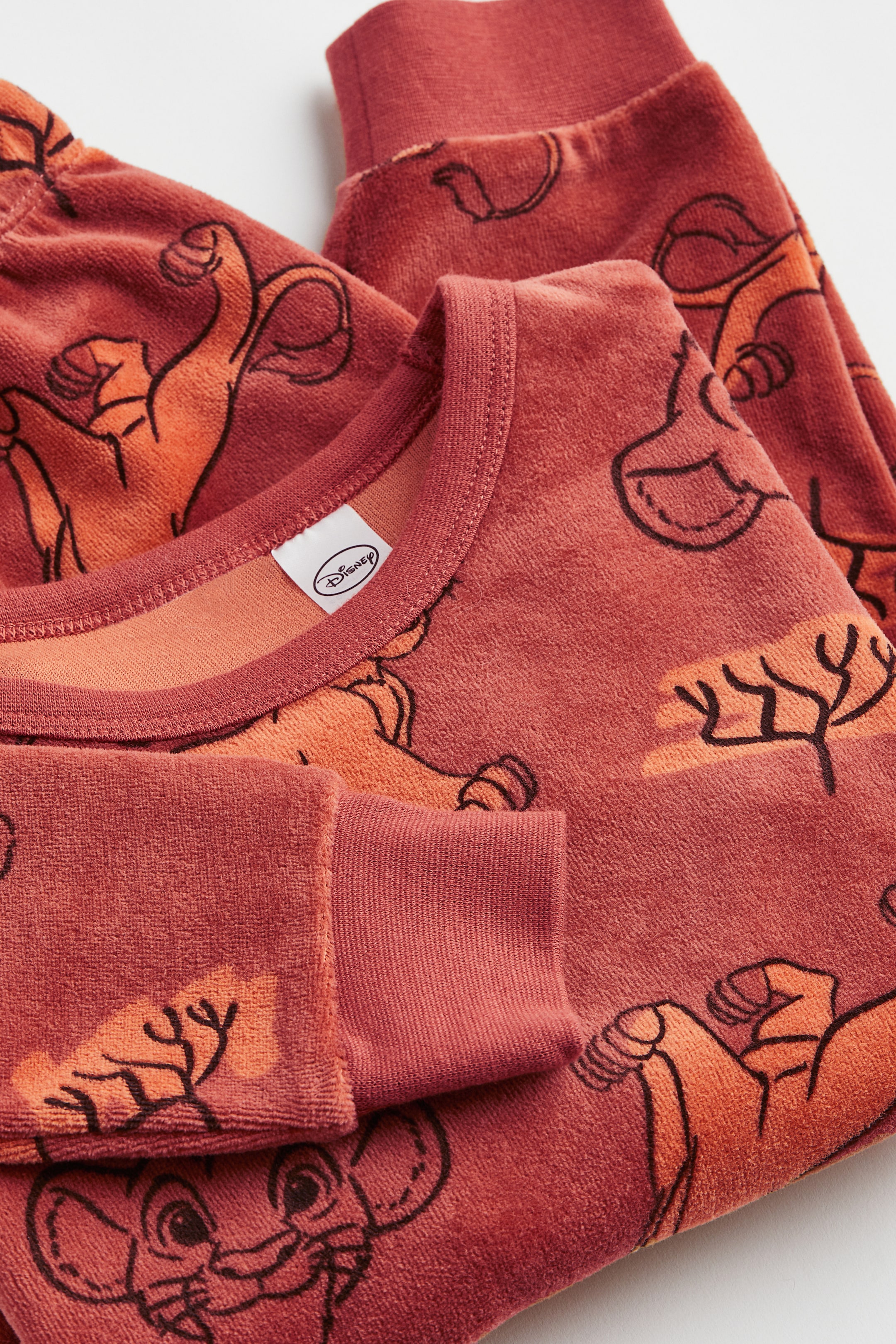 Pyjamas i velour - Rundhalset - Langt erme - Rødbrun/Løvenes konge ...