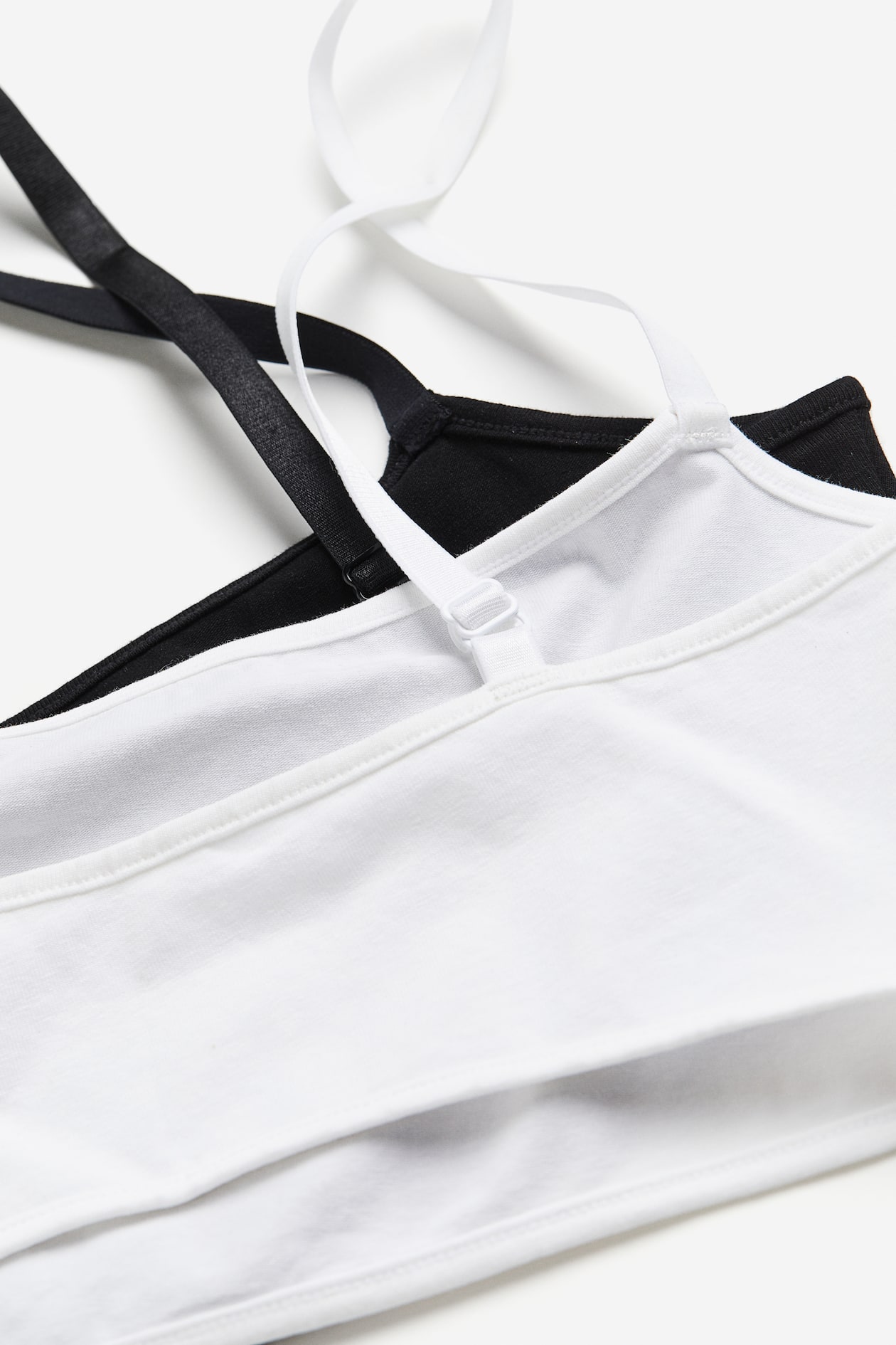 Women's Black/white 2-pack Non-padded Cotton Bra Tops | H&M US
