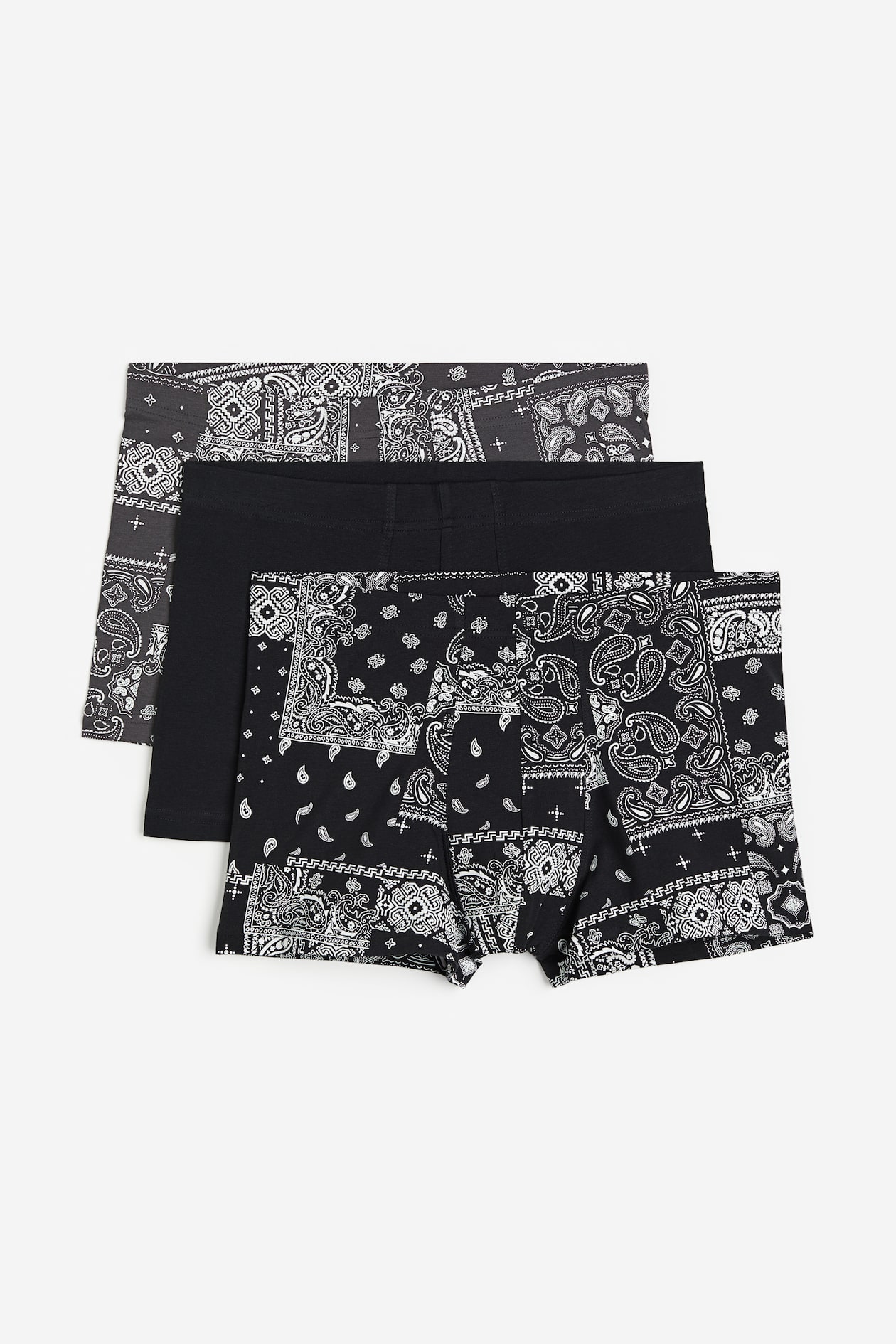 Men’s Black/paisley-patterned 3-pack Short Cotton Boxer Shorts | H&M US