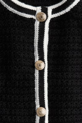 Textured-Knit Low-Cut Cardigan - Black - Ladies | H&M US