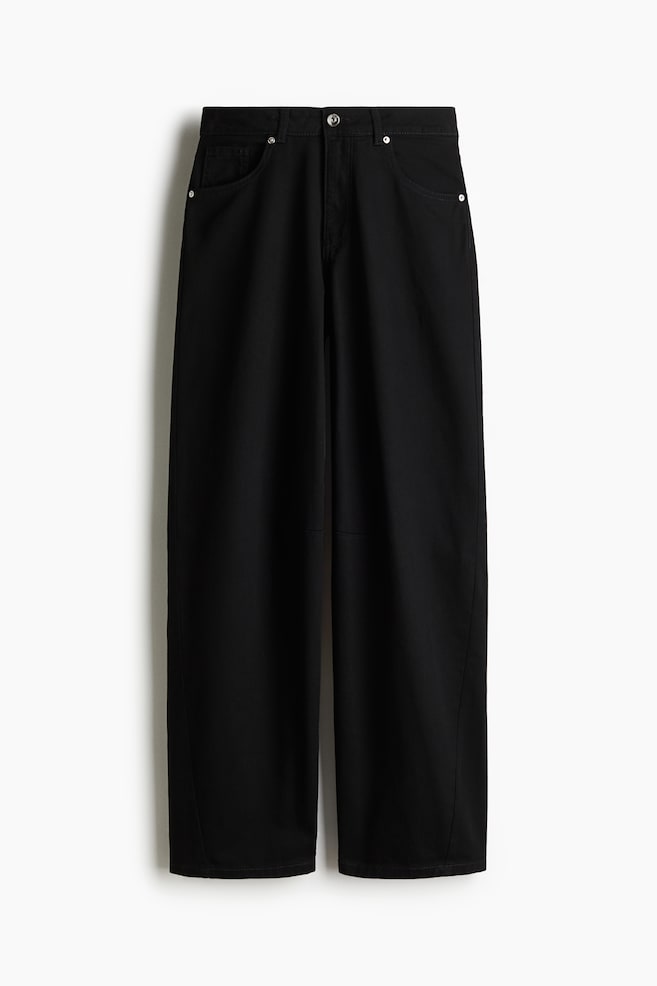 Women's Black Barrel-Leg Twill Pants | H&M US