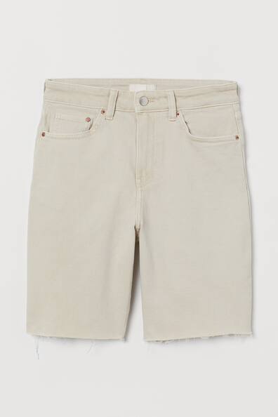 Denim Shorts High Waist - Light beige - Ladies | H&M CA