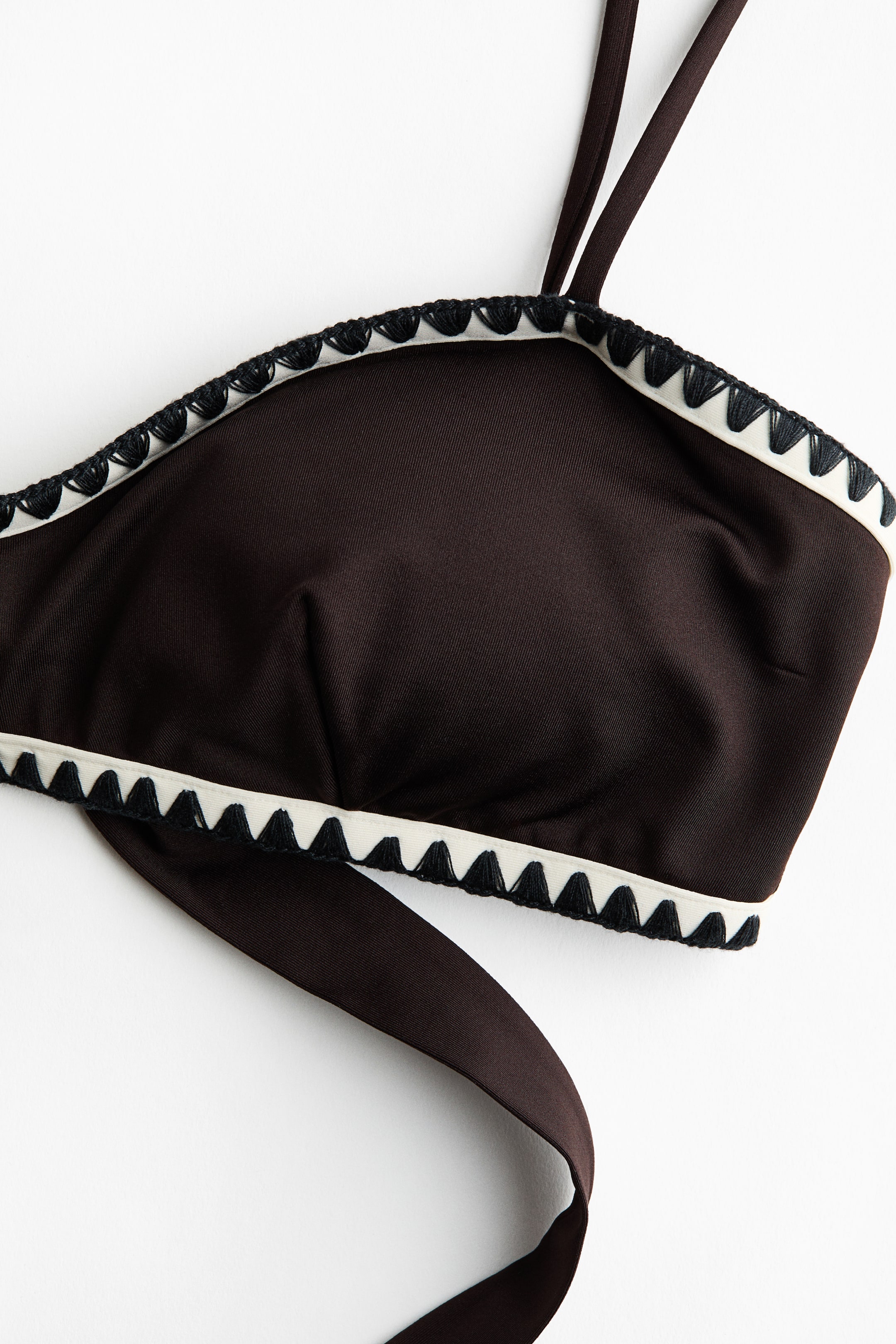 Top bikini imbottito - Marrone scuro/bianco - DONNA | H&M IT