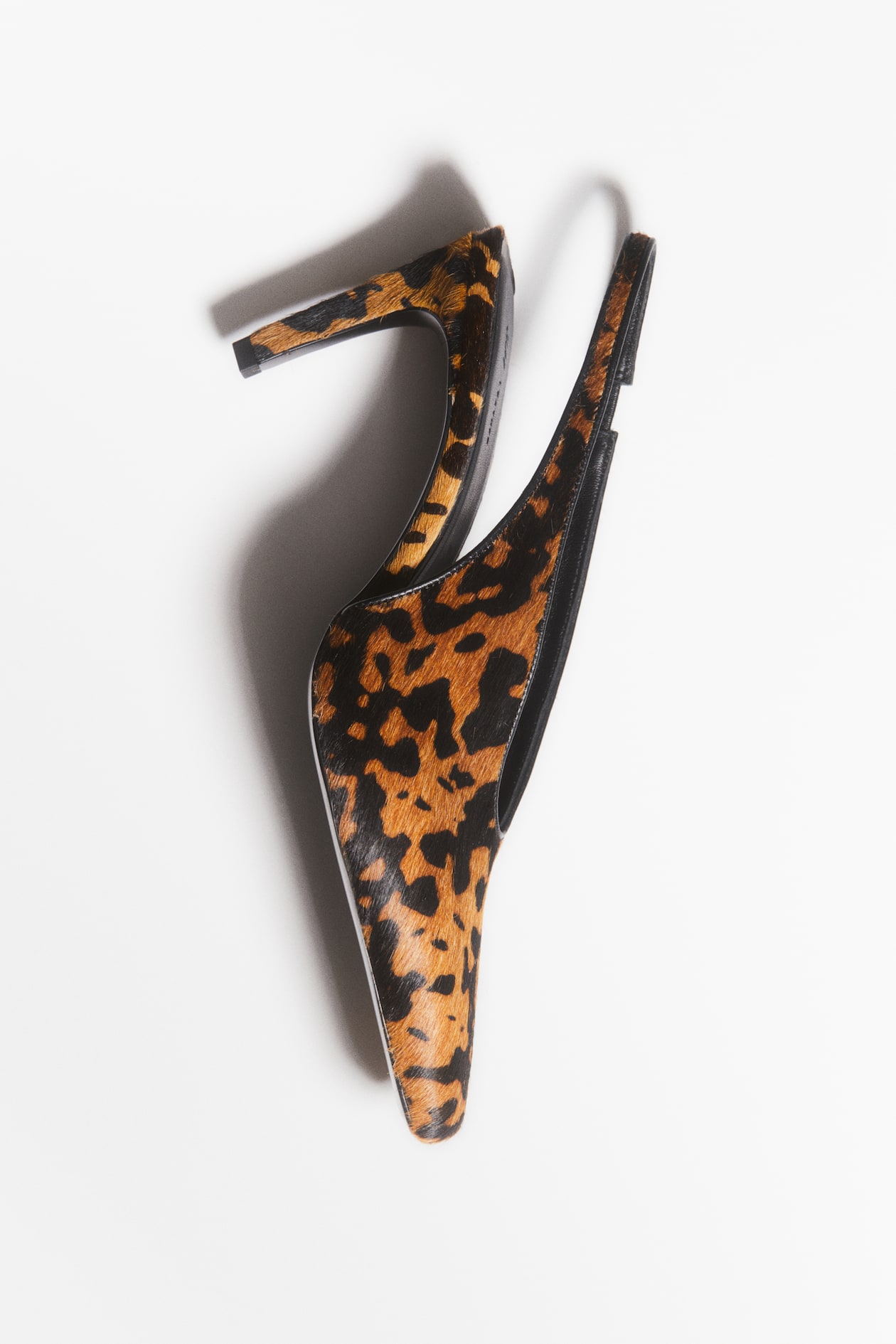 Women's Brown/faux leopard Heeled Leather Slingbacks | H&M US